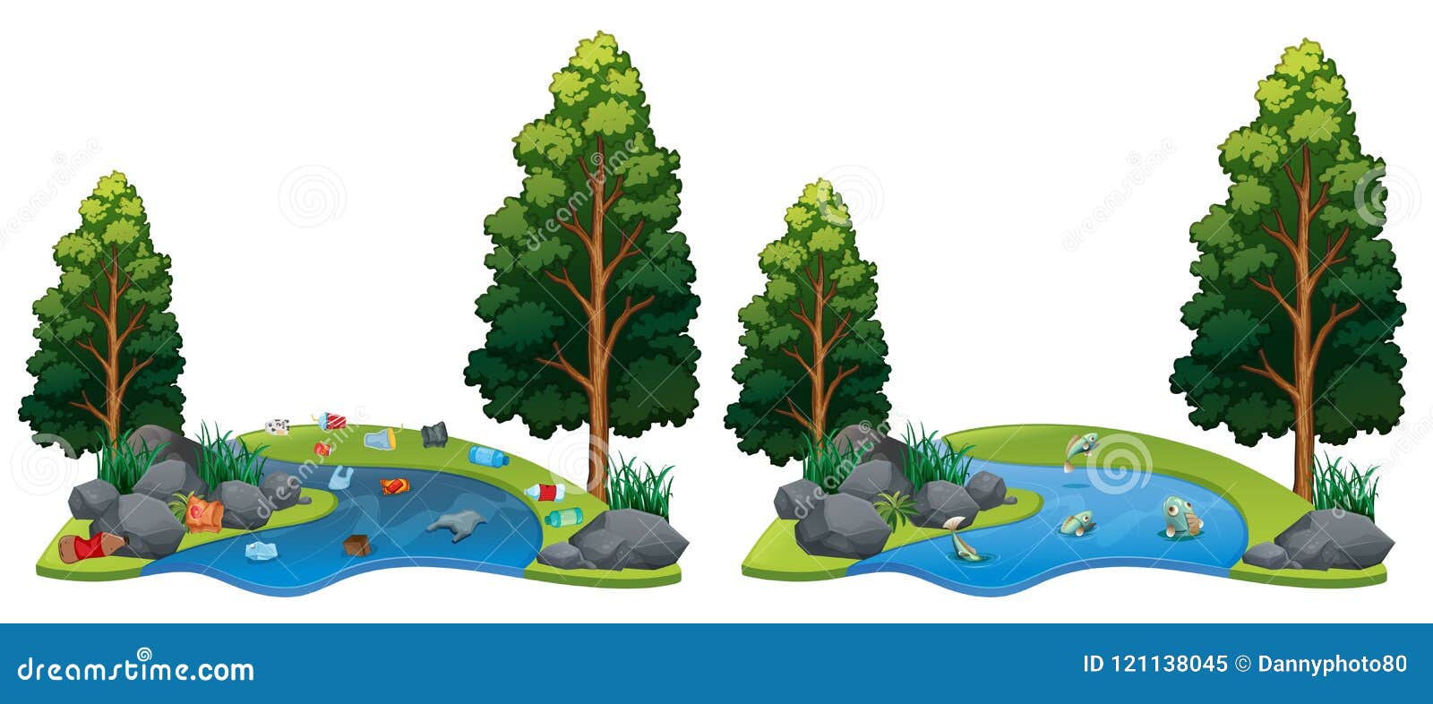 Comparison between Dirty and Clean River Side Stock Vector ...