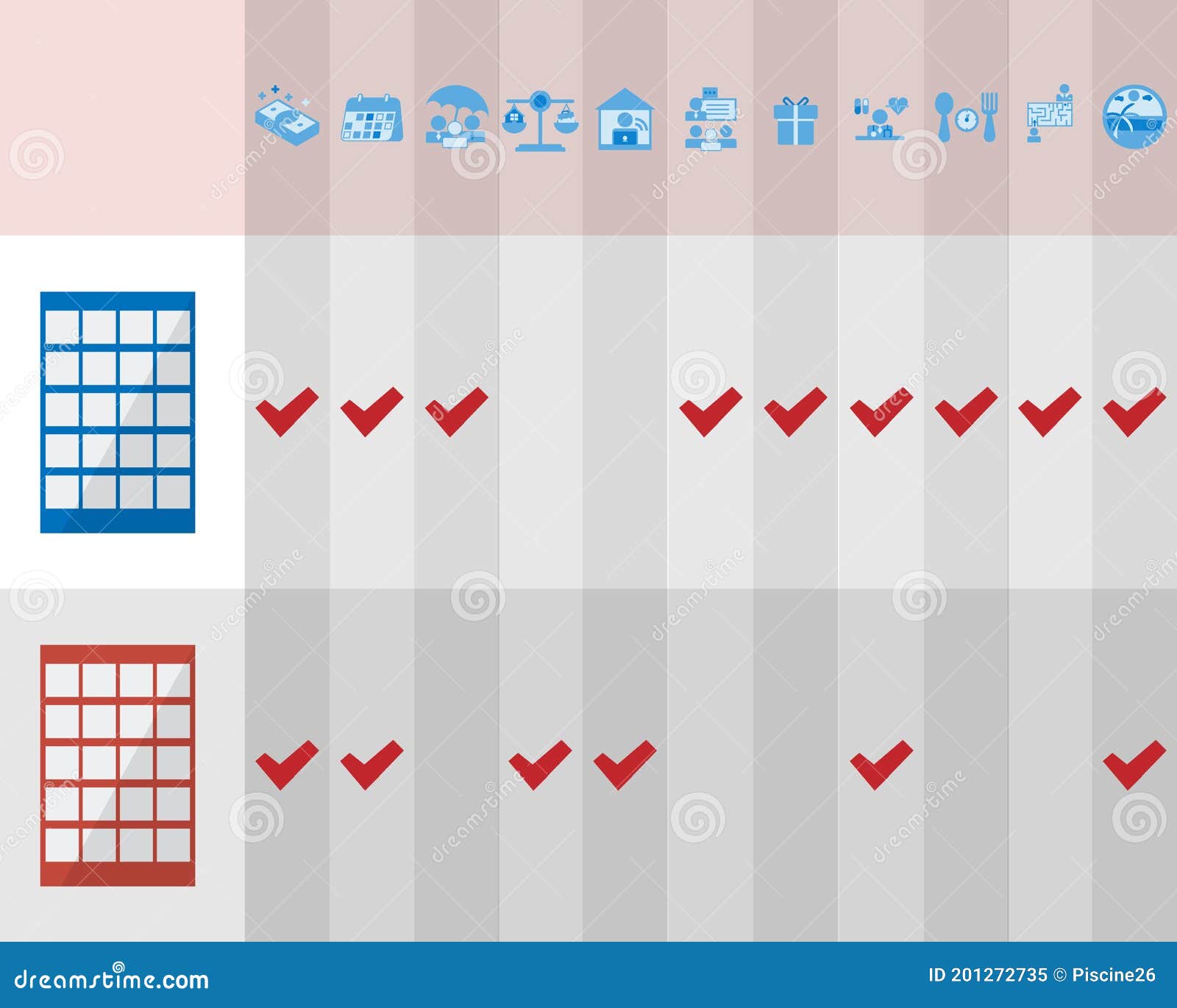 Comparison of Each Company Benefits Vector Stock Vector - Illustration ...
