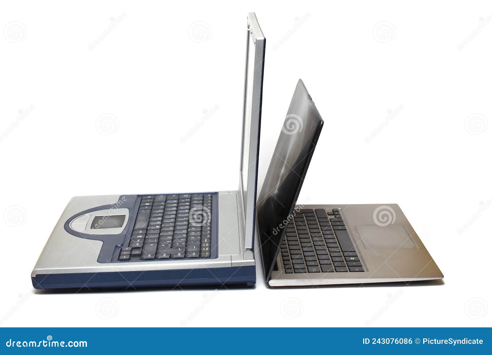 Comparison Generations Old Modern Laptops White Background Stock Photo ...
