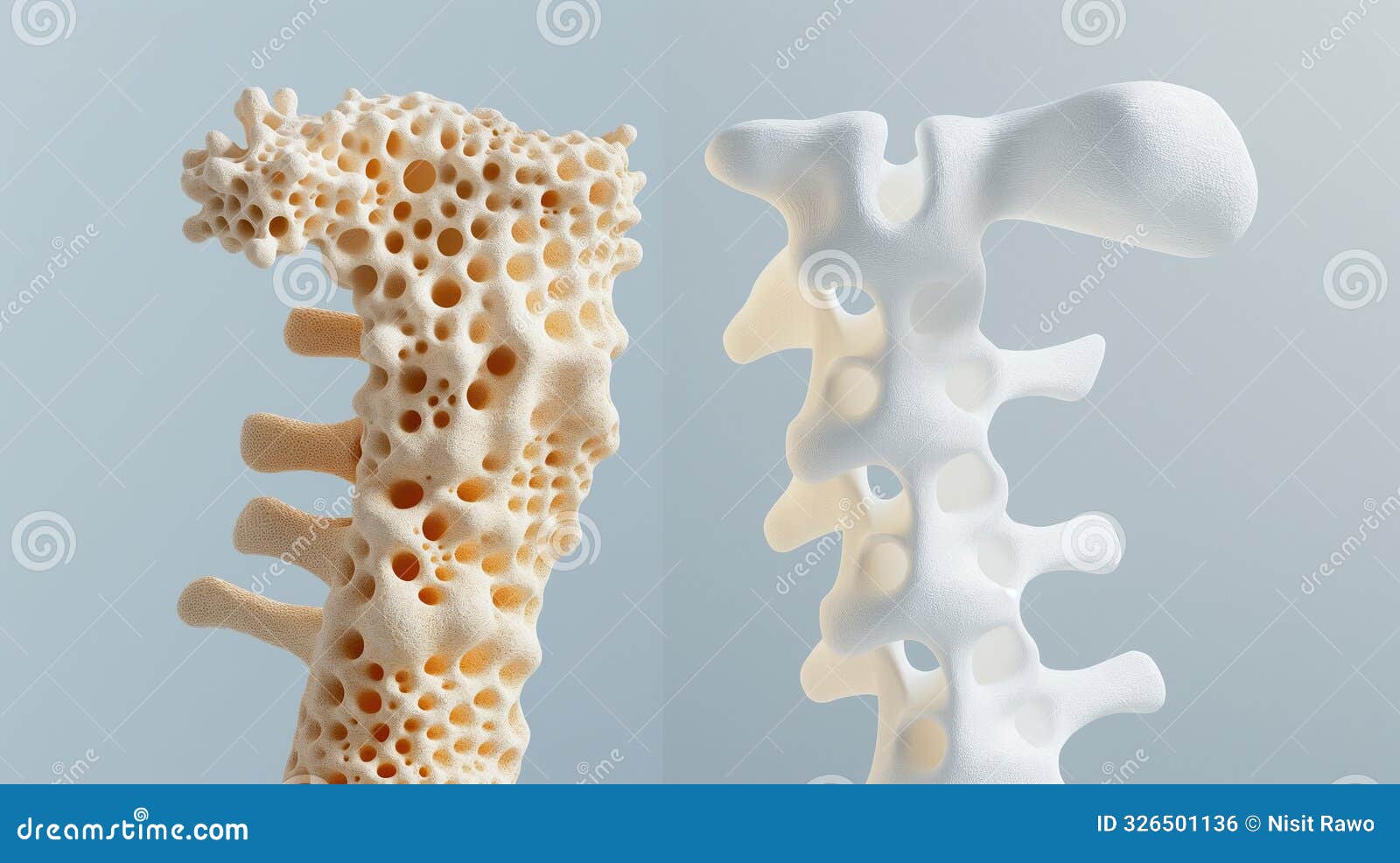 Comparison of Healthy Bone and Bone with Osteoporosis Stock Photo ...