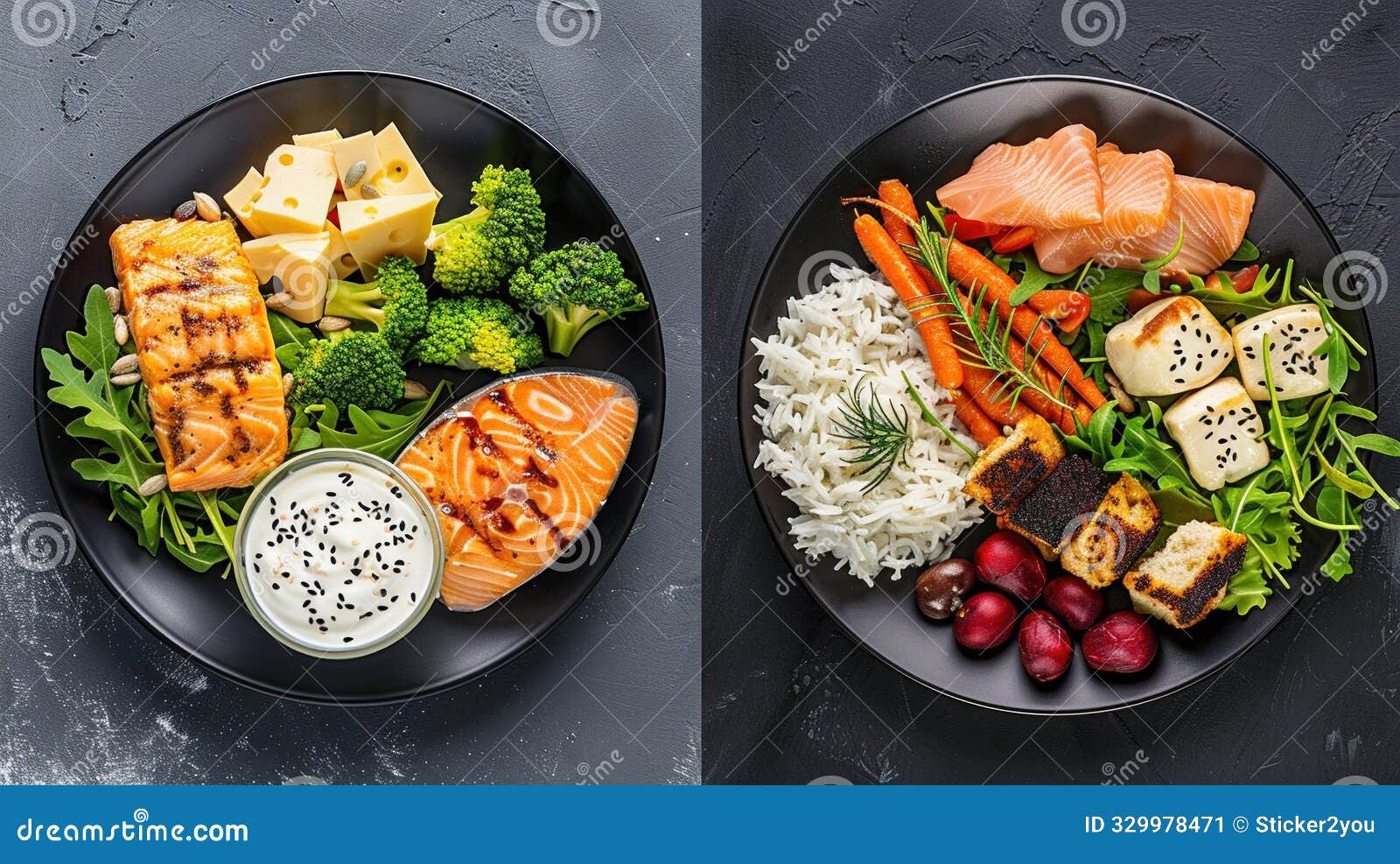 Comparison Images Showing Proper and Improper Post-workout Meals Stock ...