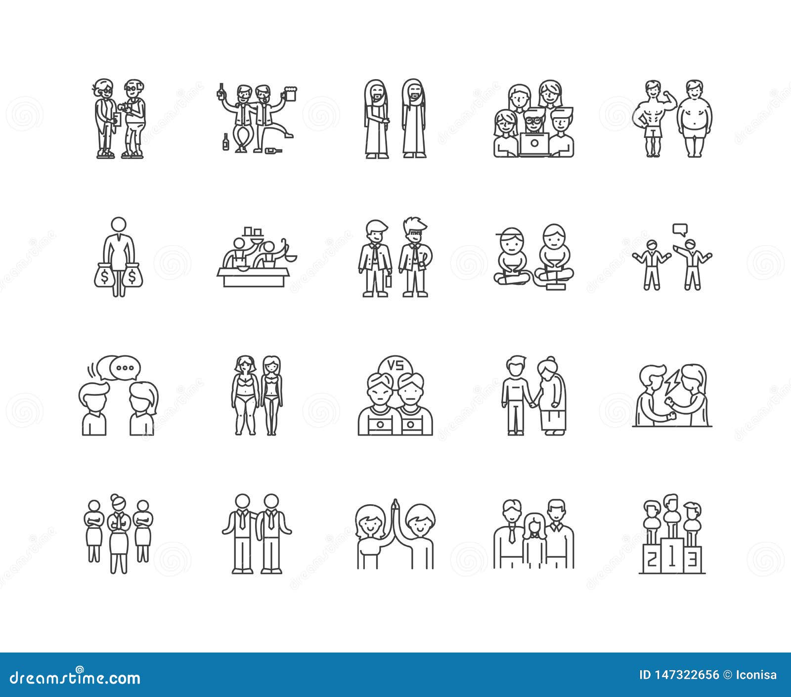 Comparison Line Icons, Signs, Vector Set, Outline Illustration Concept ...