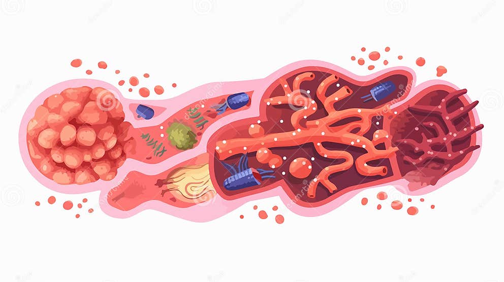 Comparison of Normal and Sick Gastrointestinal Stock Illustration ...