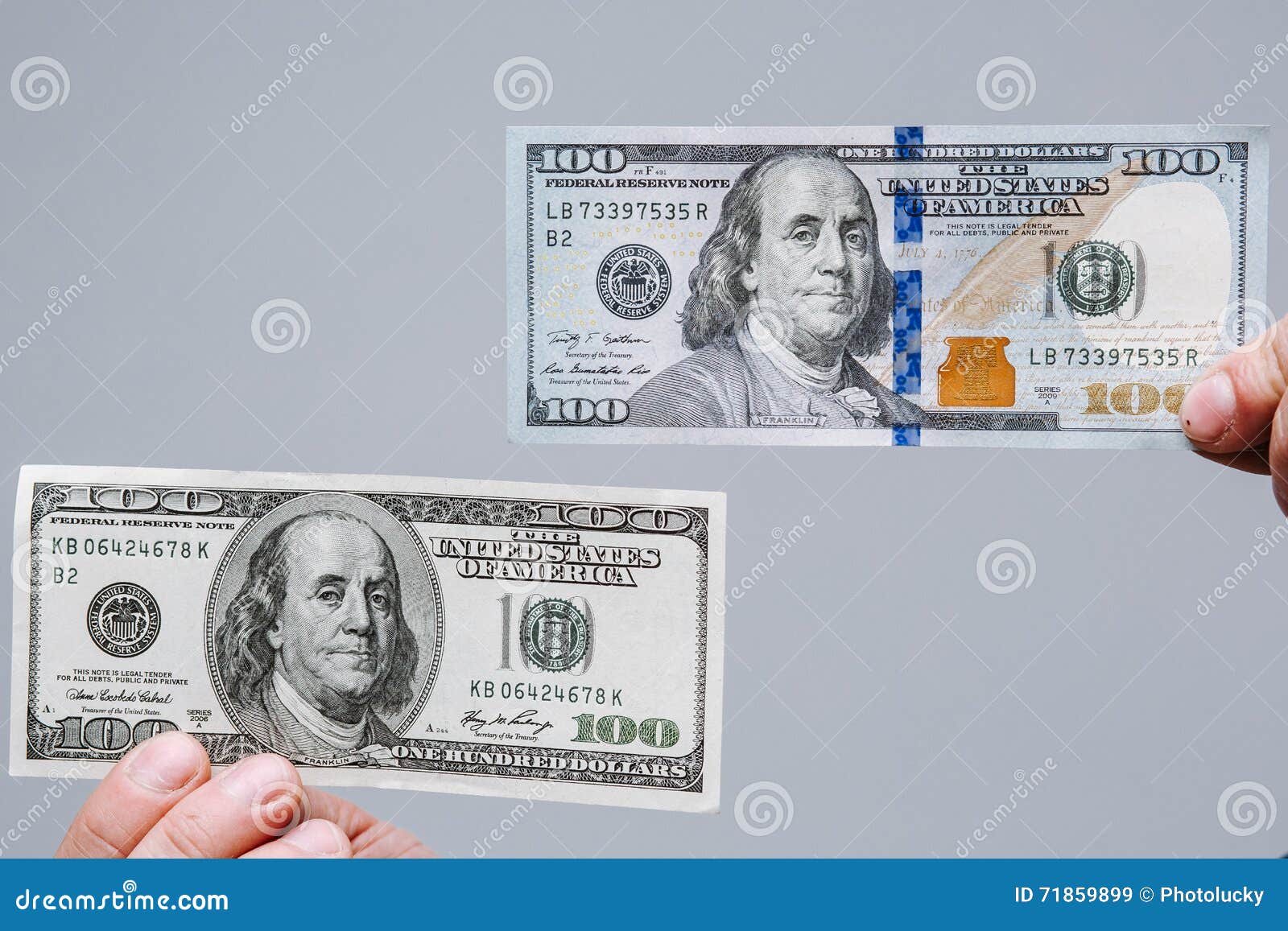A Comparison of the Old and New 100 Dollar Bills. New and Old Money ...