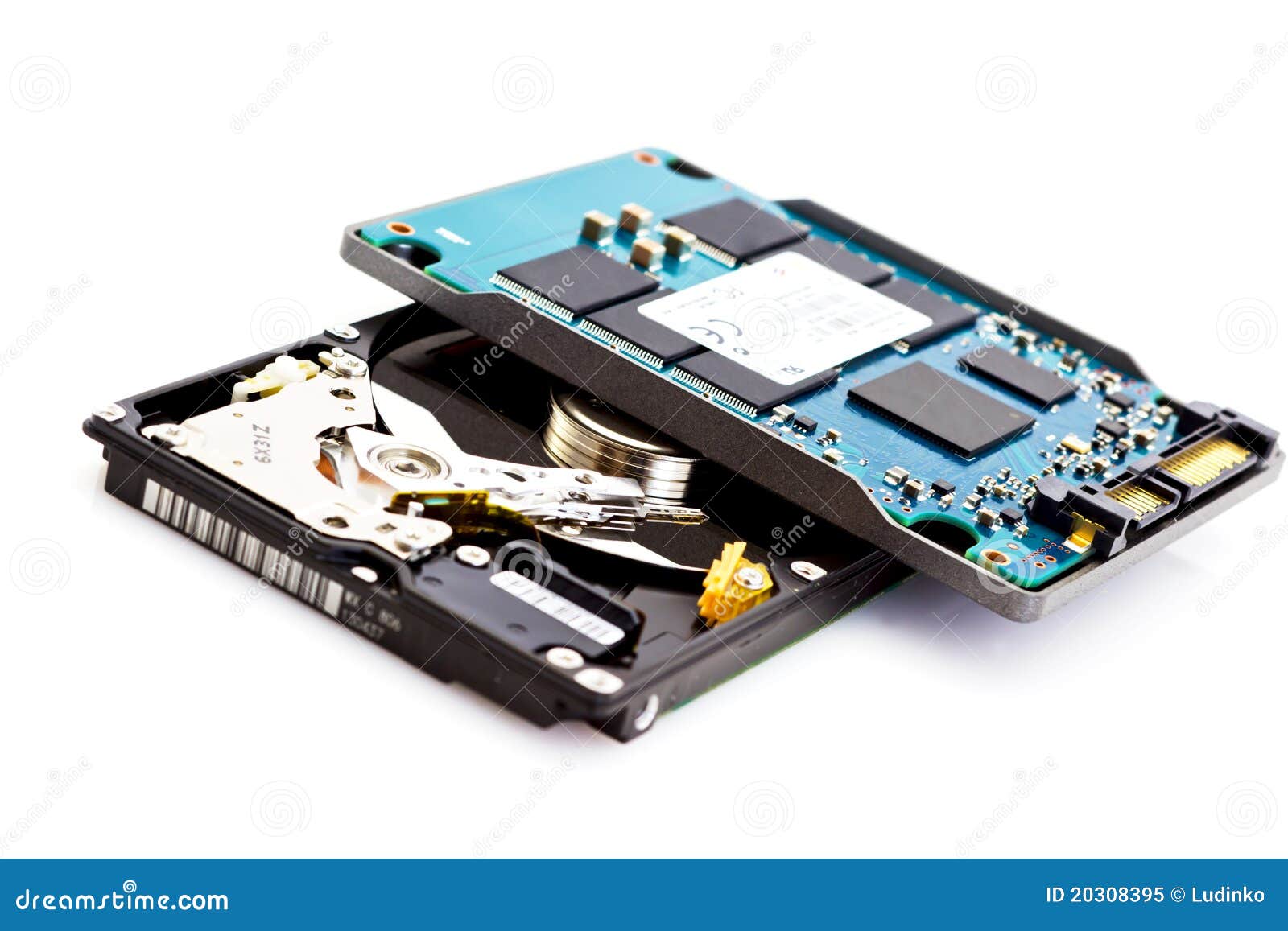 Comparison of an Open 2,5 Drive and SSD Stock Image - Image of memory ...