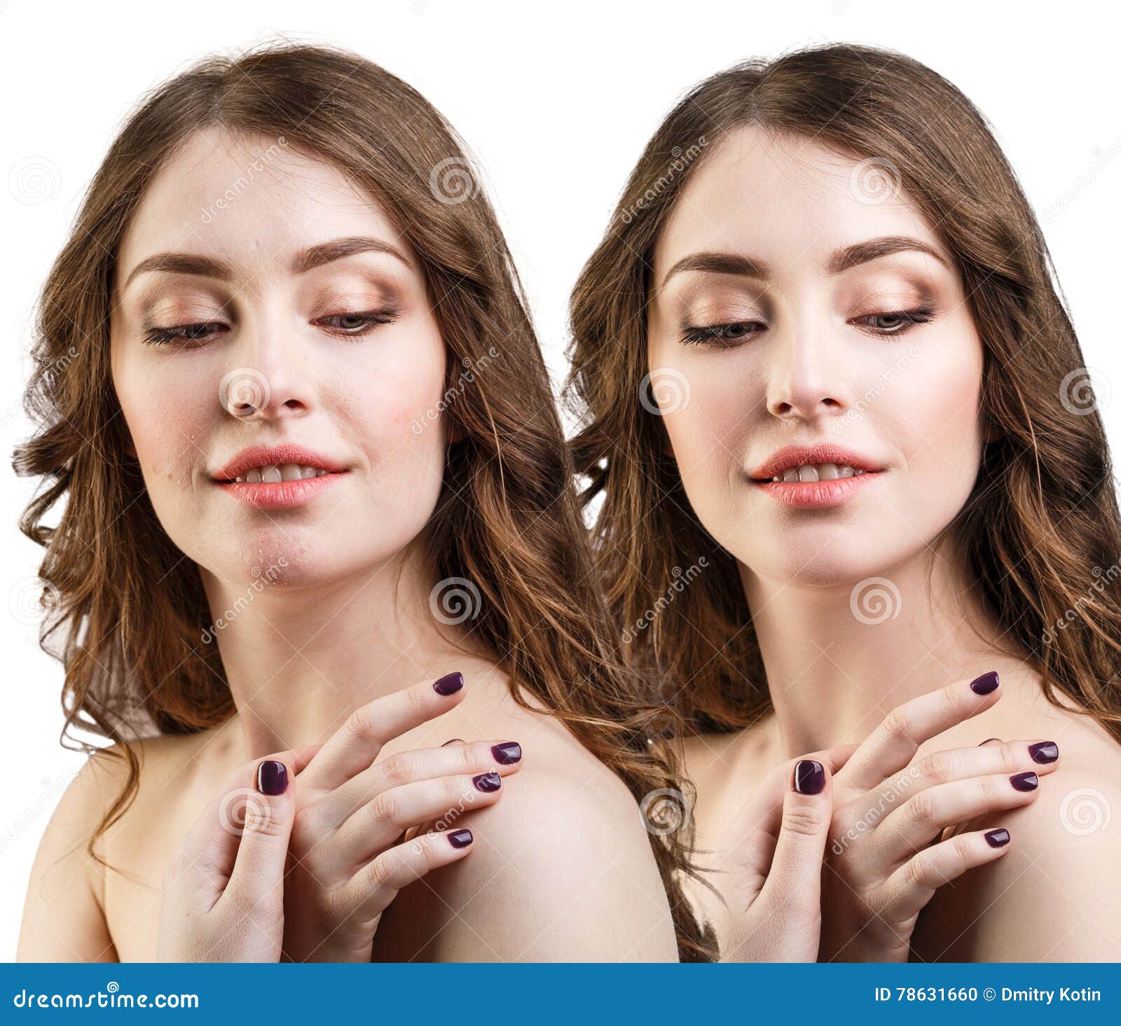 Comparison Portrait of a Girl Stock Photo - Image of model, natural ...