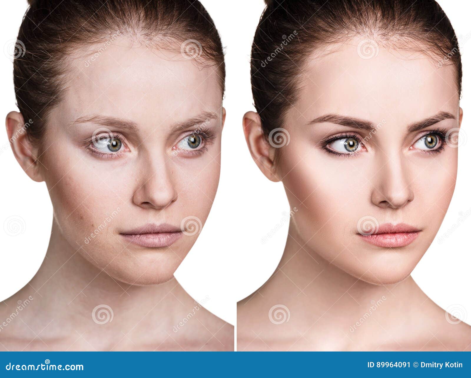 Comparison Portrait of Young Woman. Stock Image - Image of girl ...