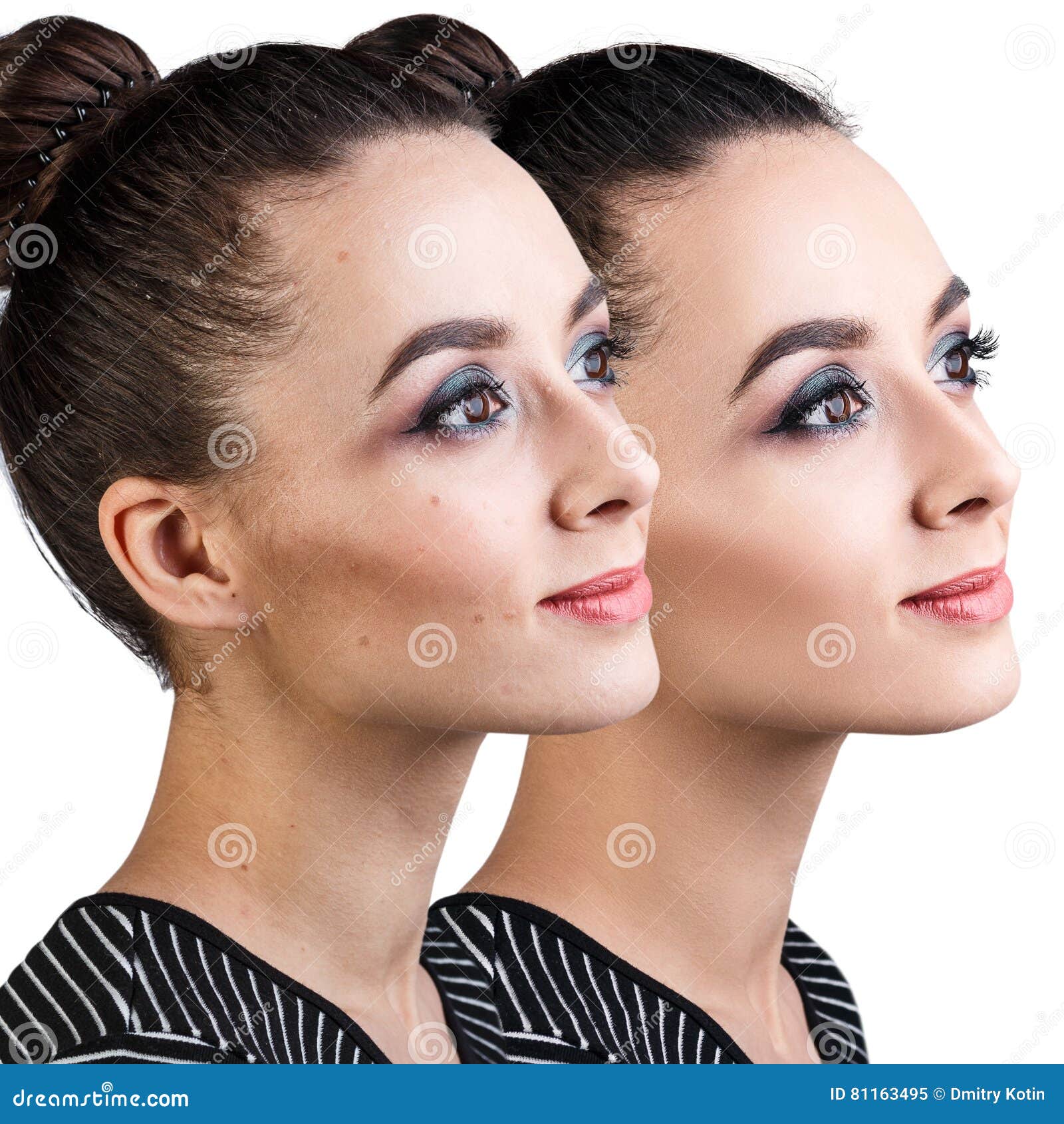 Comparison Portrait of Young Woman Stock Image - Image of caucasian ...