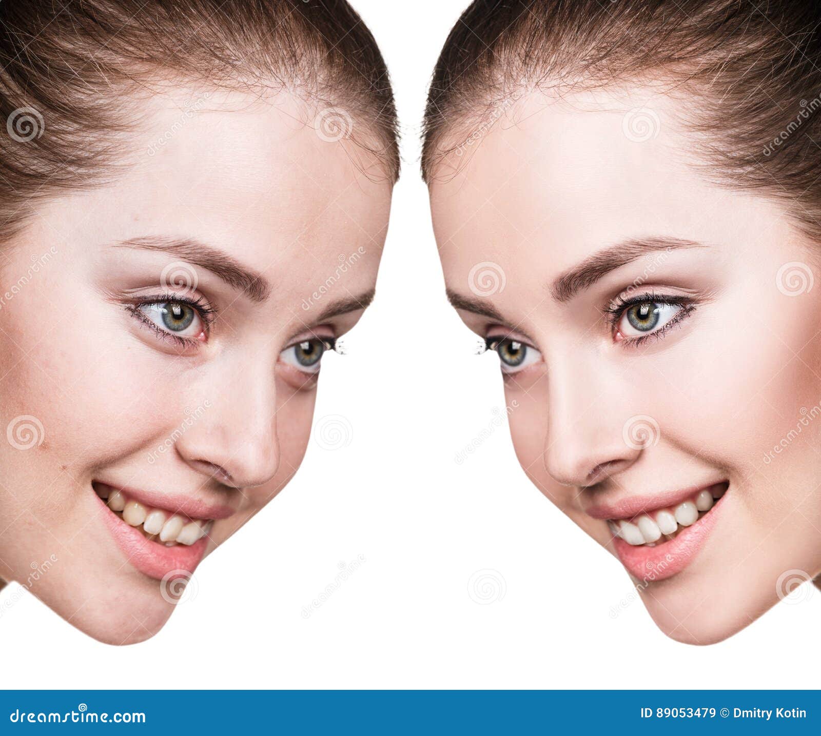 Comparison Portrait of Young Woman. Stock Image - Image of natural ...