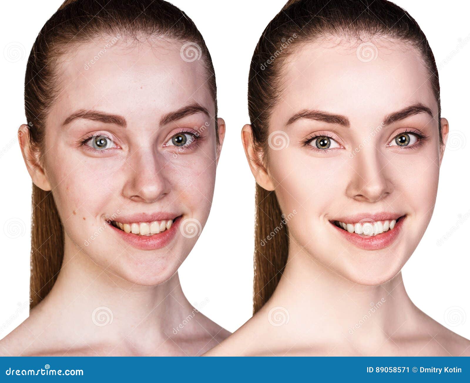 Comparison Portrait of Young Woman Stock Image - Image of human ...