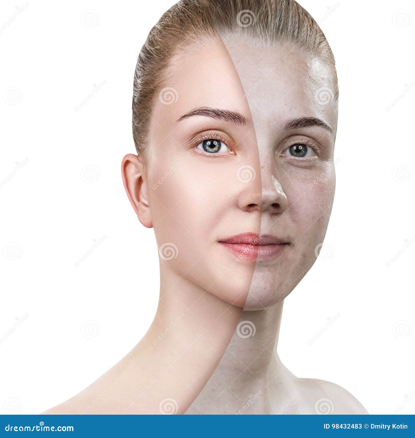 Comparison Portrait of Young Woman Stock Image - Image of collage, hair ...