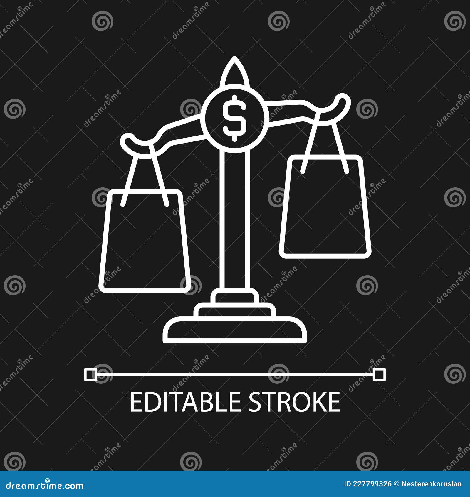 Comparison Shopping White Linear Icon for Dark Theme Stock Vector ...