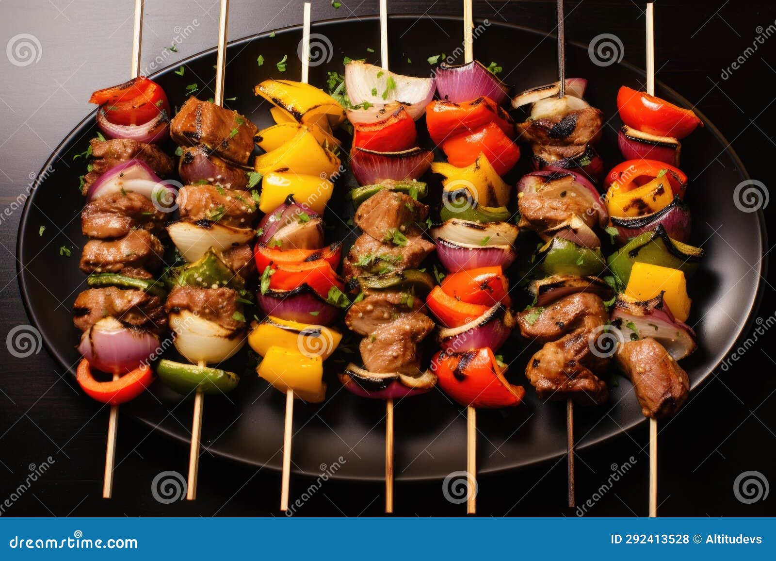 Comparison of Skewers: One with Meat, One Vegetarian Stock Photo ...
