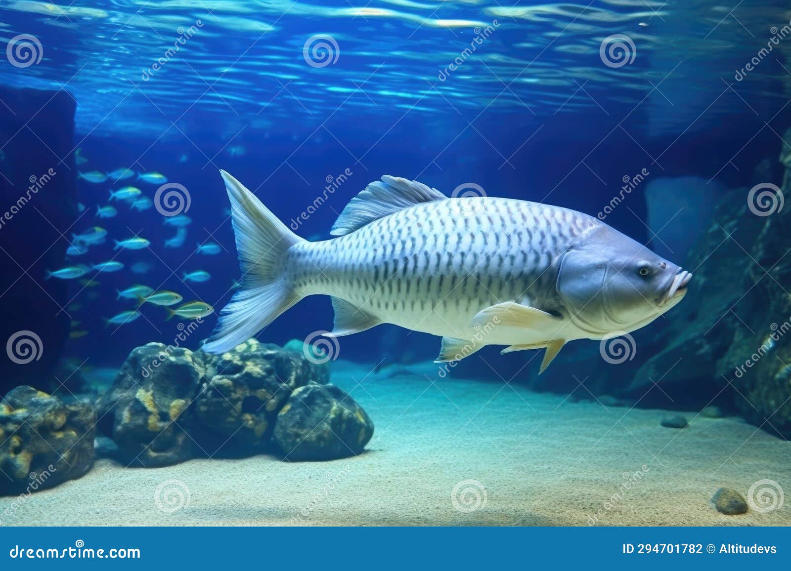 Comparison of Small and Large Fish in Aquarium Stock Photo - Image of ...