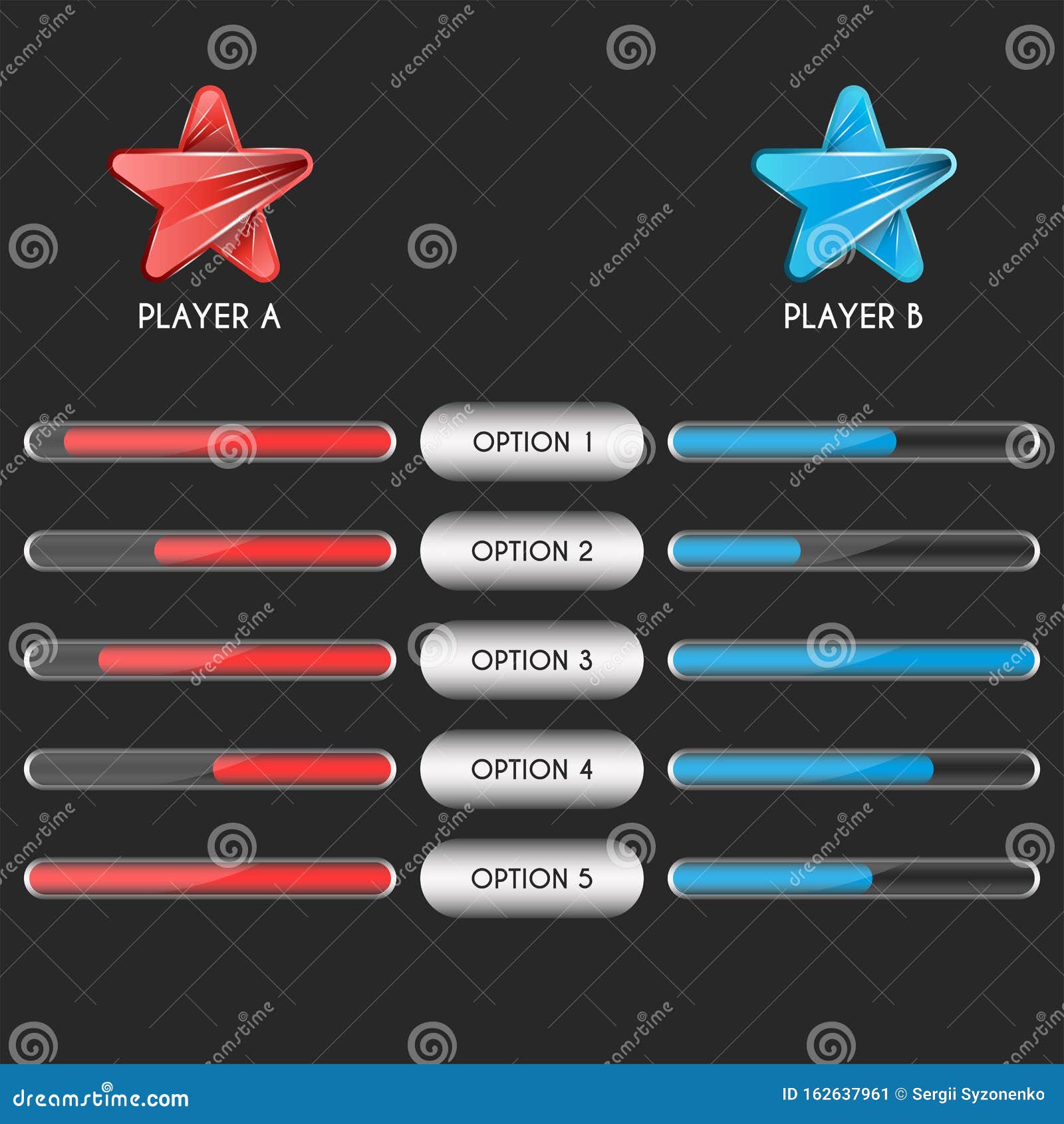 Comparison Table of Two Players of a Sports Team or Esport Players for ...
