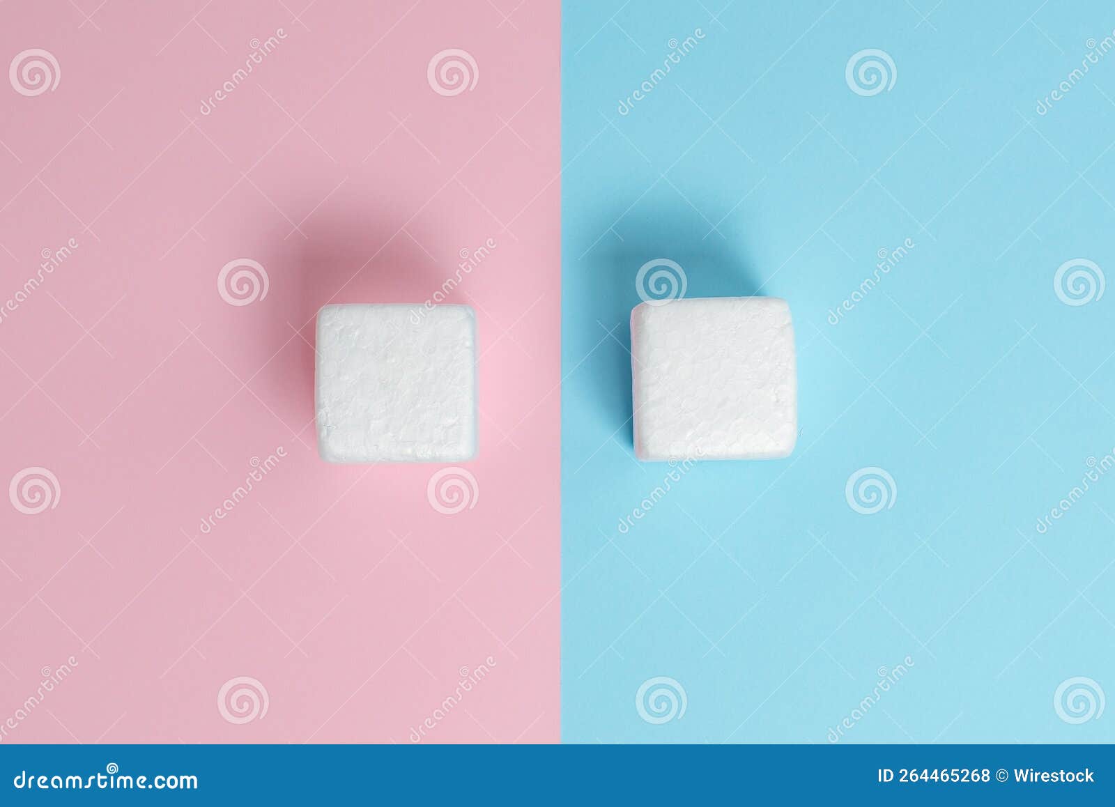 Two Objects Arranged Facing Inward Outward on a Separated Coloured ...