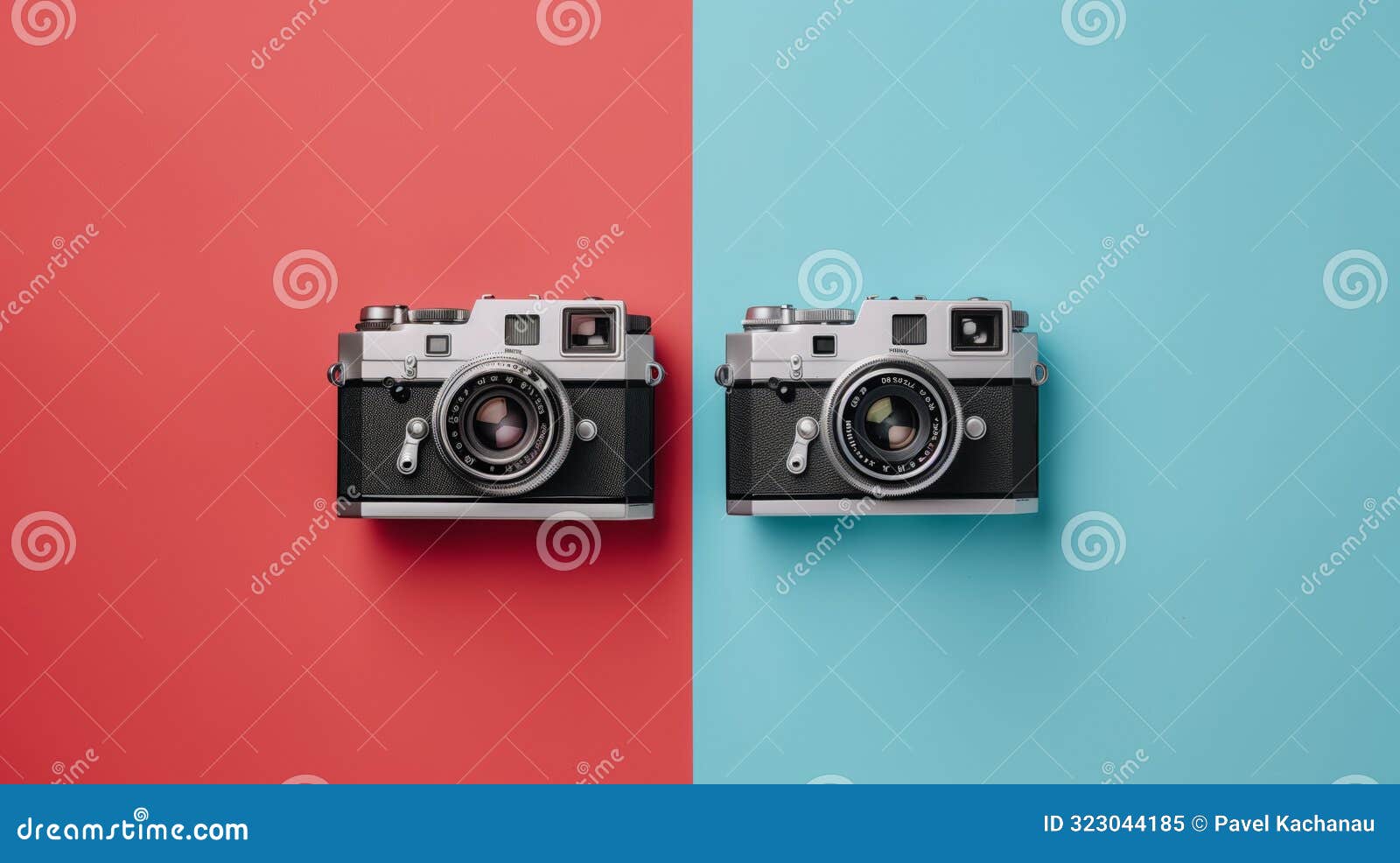 A Comparison of a Vintage Film Camera and a Modern Digital Camera Stock ...