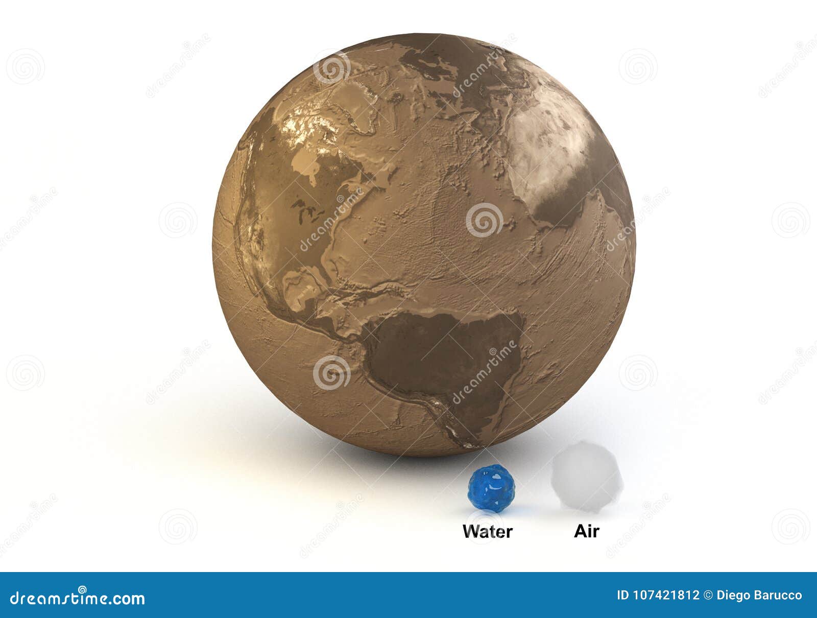 Comparison Of The Water And Air Masses Of The Planet Earth Stock Photo ...