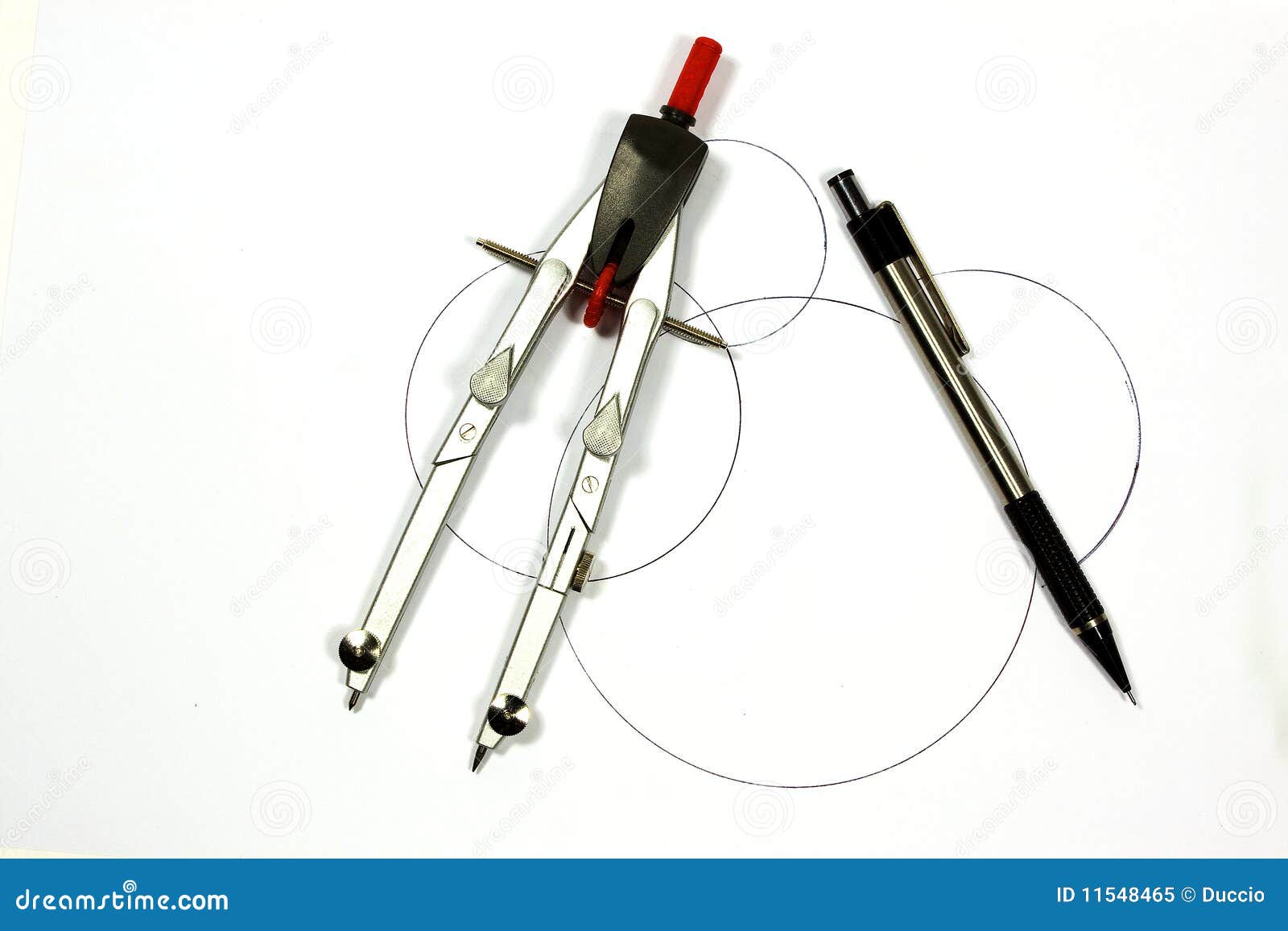 Compas Avec Le Crayon Lecteur Image stock - Image du architecte, étude ...