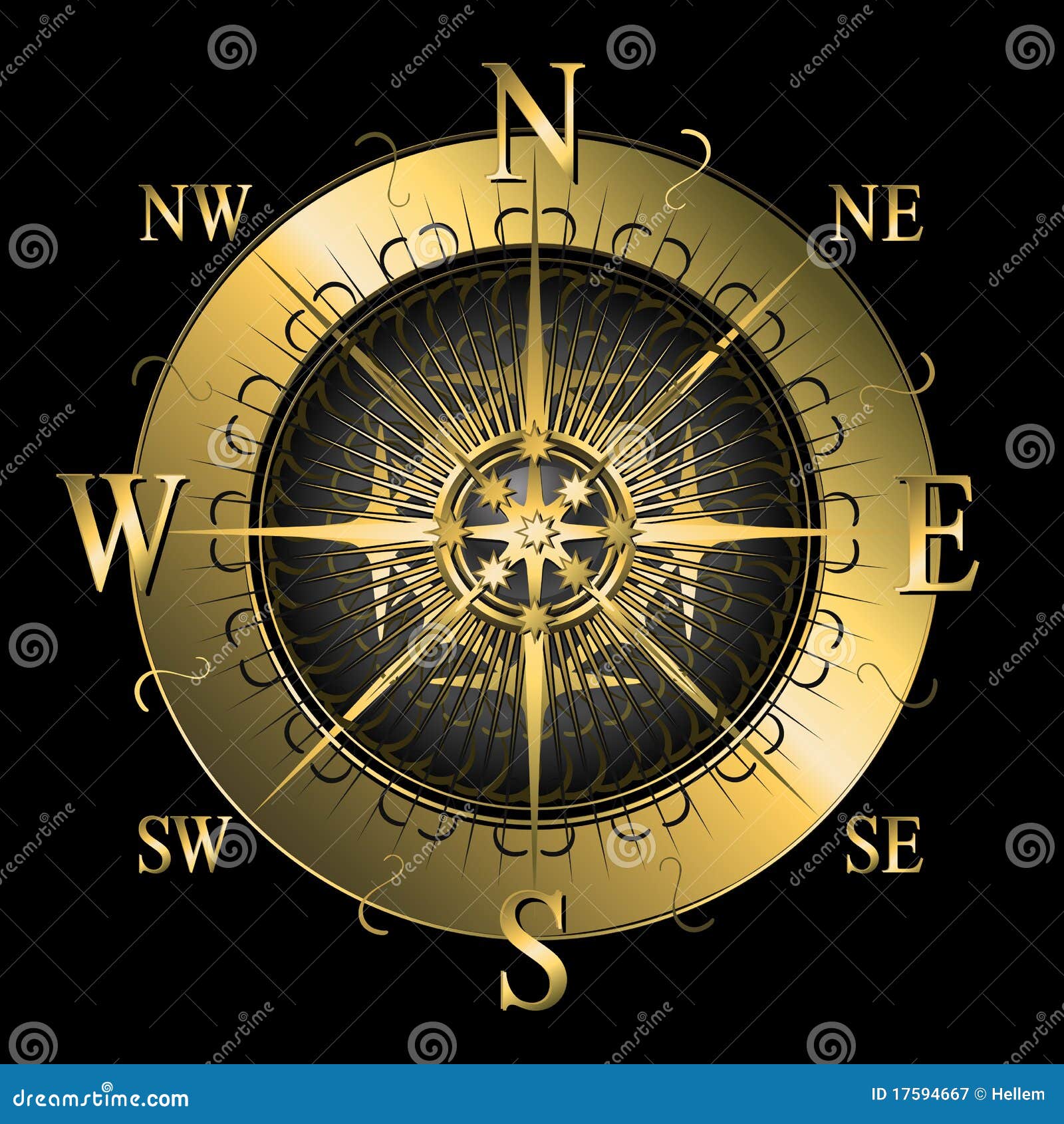 Compas dourado ilustração do vetor. Ilustração de compasso - 17594667