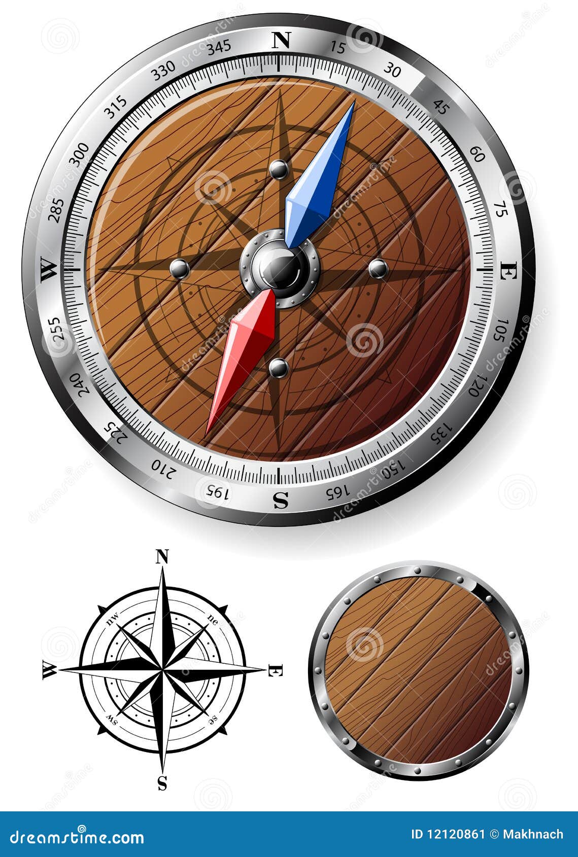Compas en bois détaillé illustration de vecteur. Illustration du ...