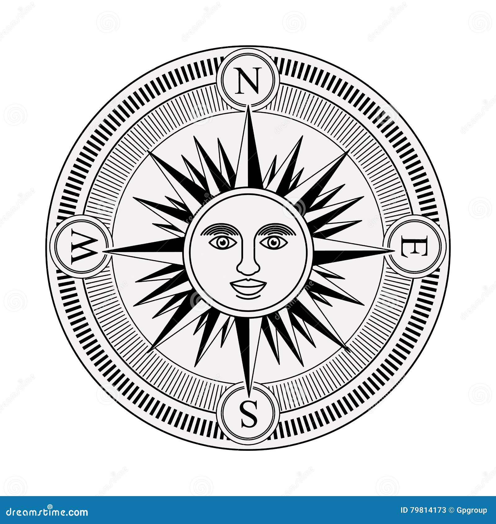 Compas en couleurs illustration de vecteur. Illustration du nord - 79814173