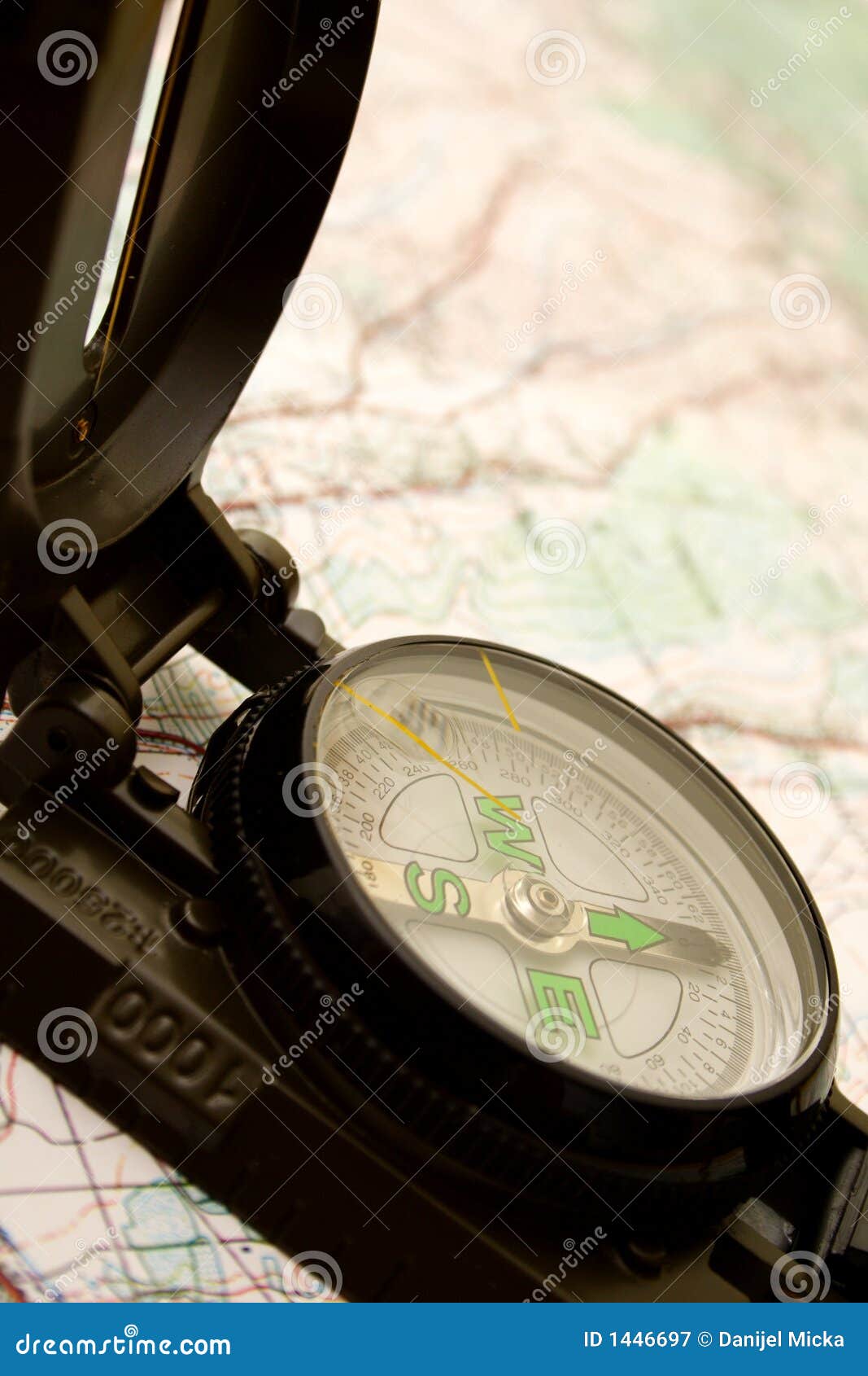 Compas and map stock image. Image of north, danger, inquiry - 1446697