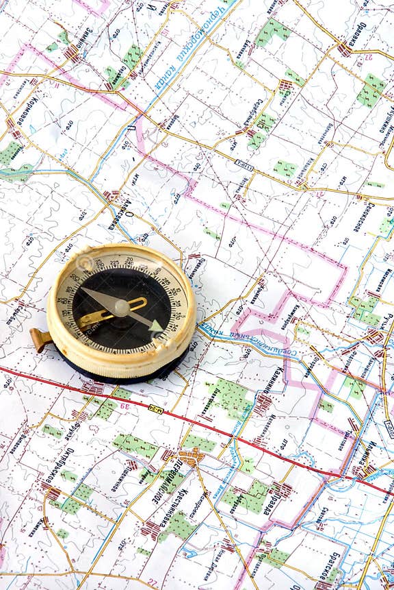 Compas and map stock image. Image of compass, tour, navigate - 15200593