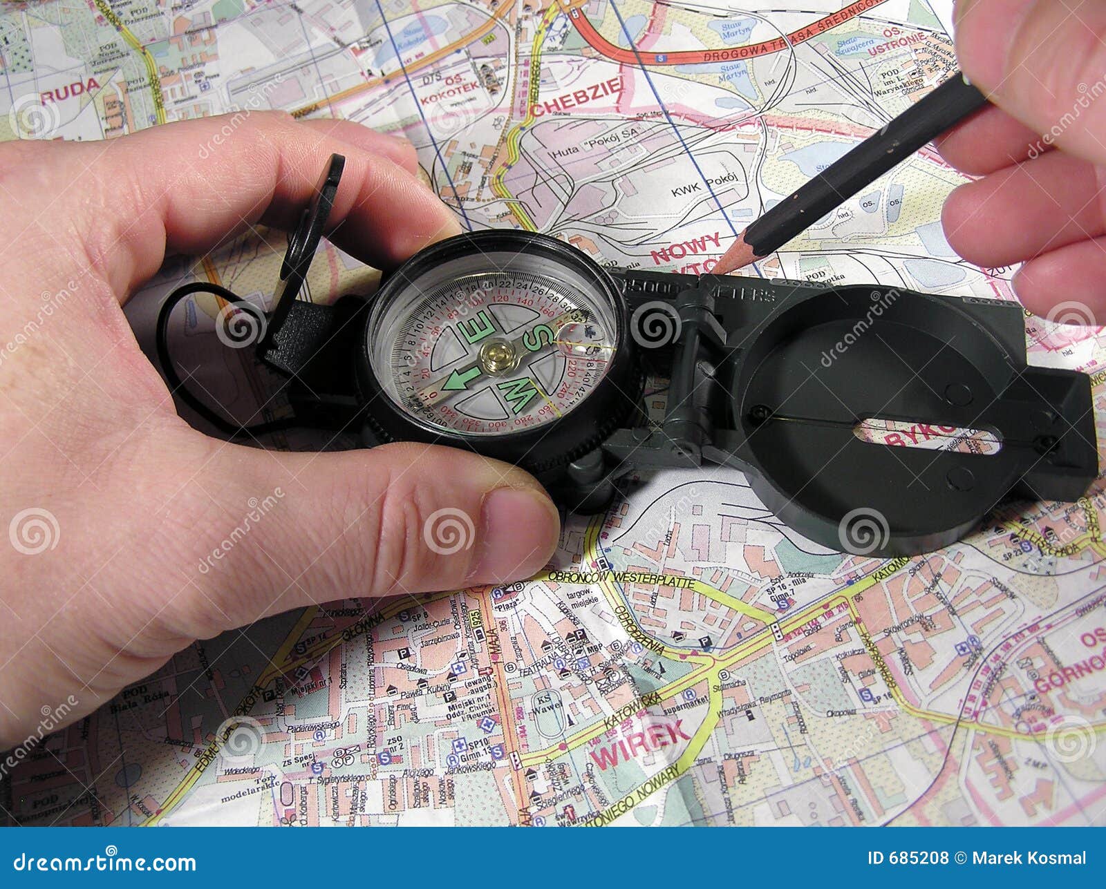 Compas and map stock photo. Image of side, measurement - 685208