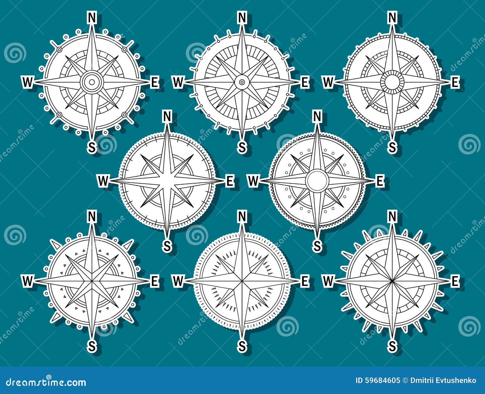 Compas set stickers stock illustration. Illustration of journey - 59684605