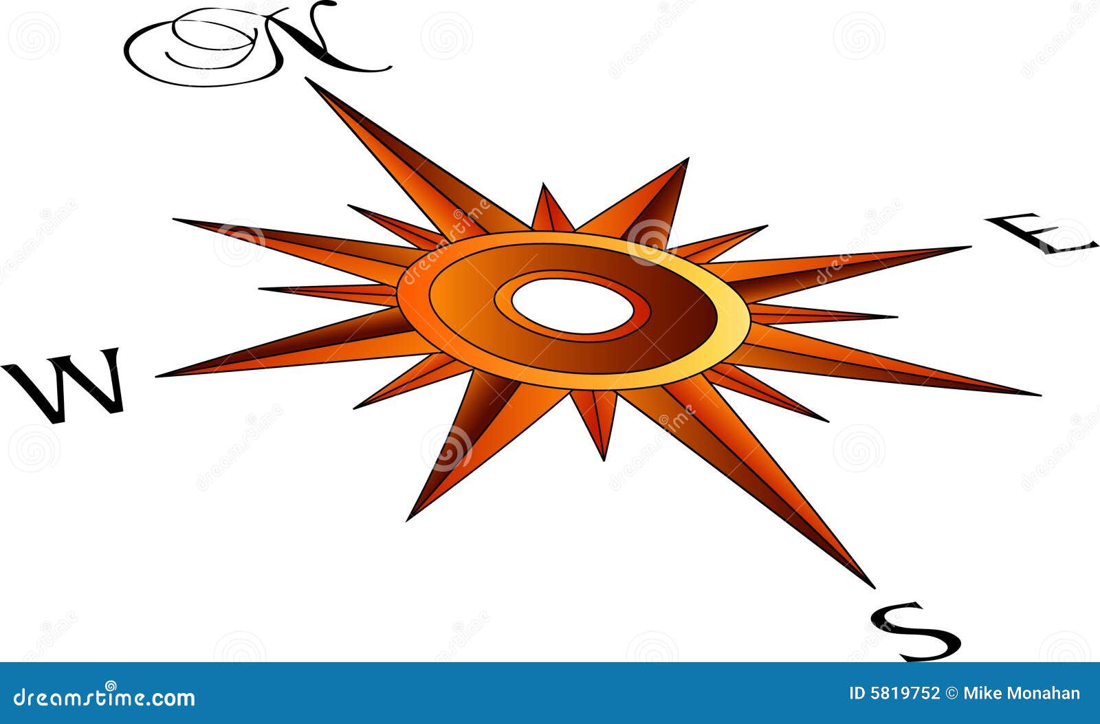 Compass stock vector. Illustration of east, drawing, golden - 5819752
