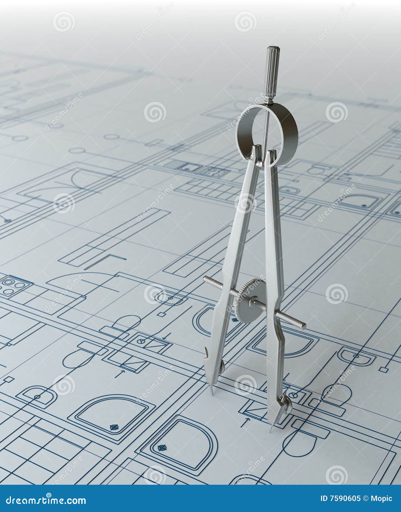 Compass stock image. Image of architecture, bluelines - 7590605
