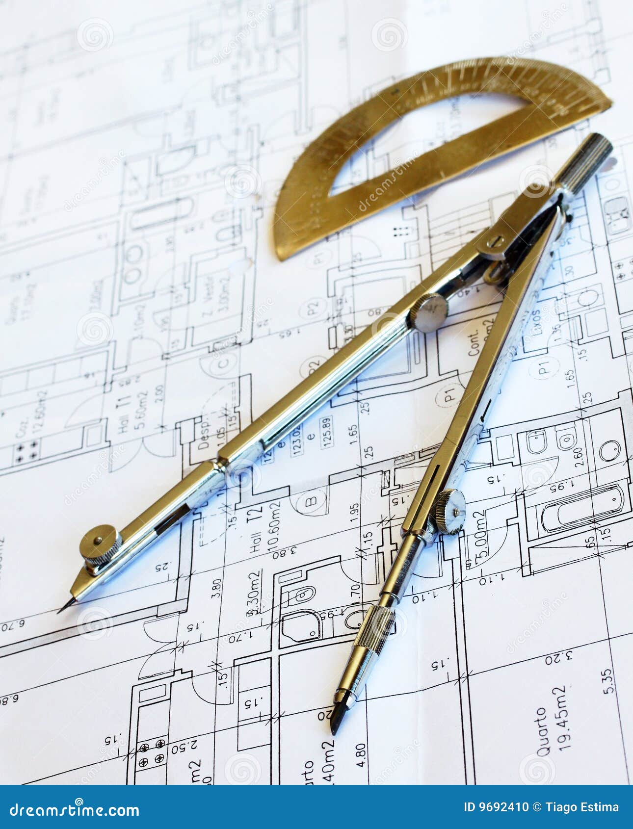 Compass stock photo. Image of contractor, blueprint, measure - 9692410