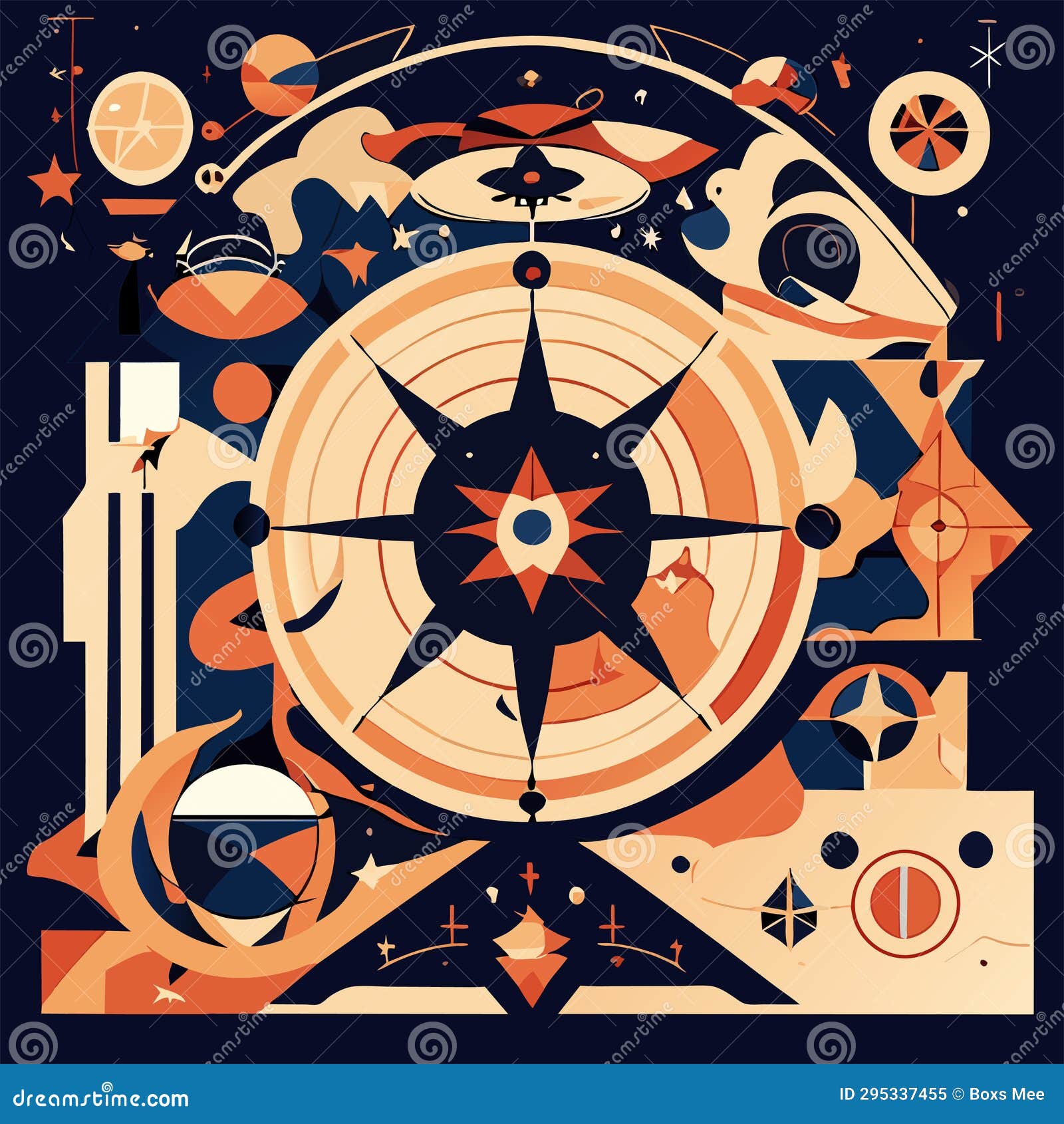 Compass in Abstract Style. Vector Illustration in a Flat Style Stock ...