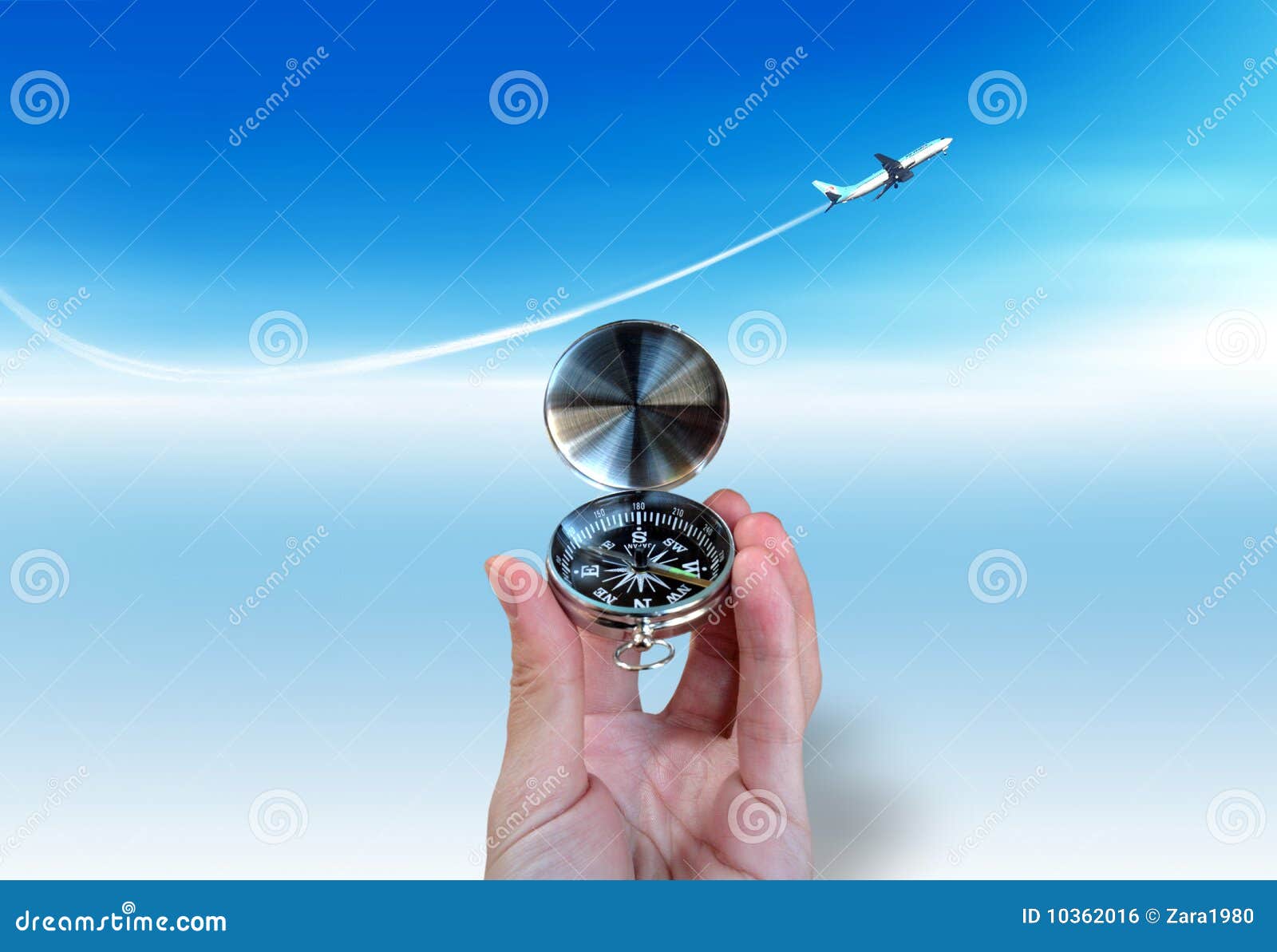 A compass and airplane stock photo. Image of exploration - 10362016