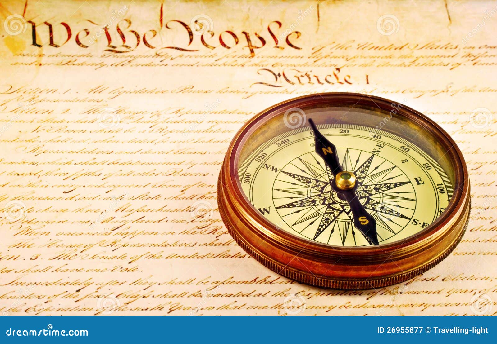Compass and American Constitution Stock Image - Image of unity ...