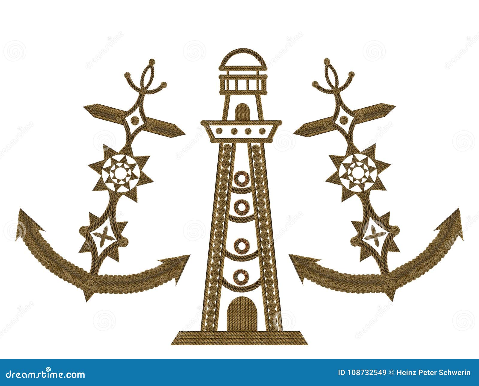 Compass Anchor and Lighthouse Stock Image - Image of swords, navigation ...