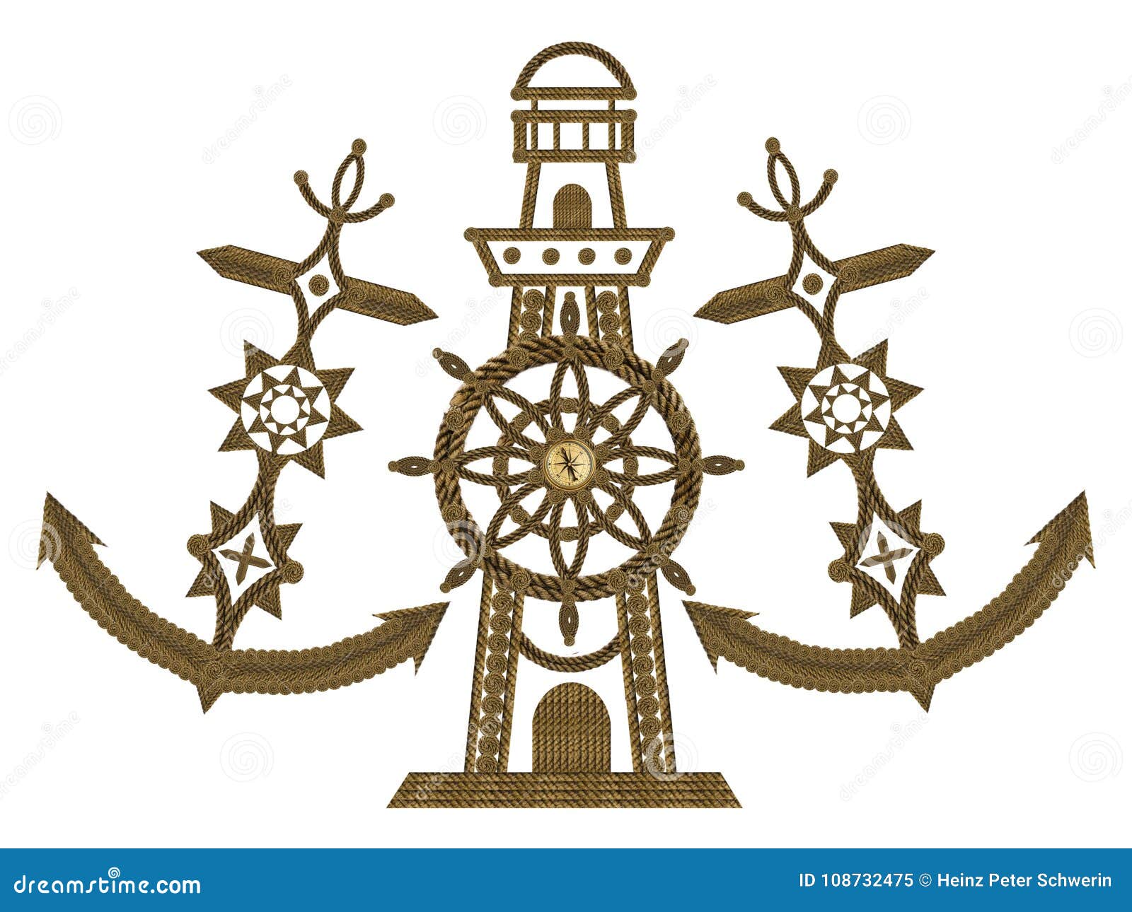 Compass Anchor and Lighthouse Stock Image - Image of sails, ship: 108732475