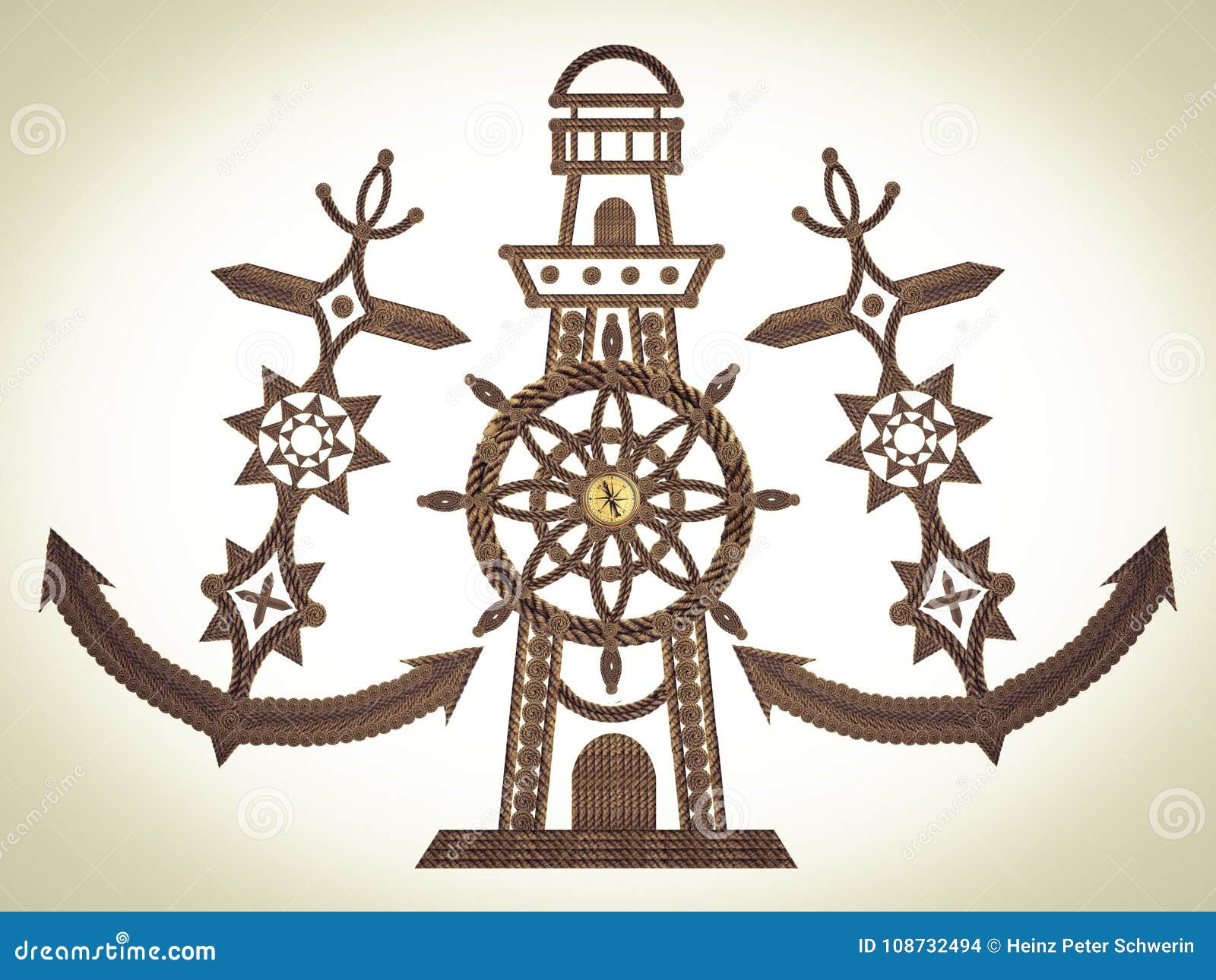 Compass Anchor and Lighthouse Stock Photo - Image of compass, ship ...
