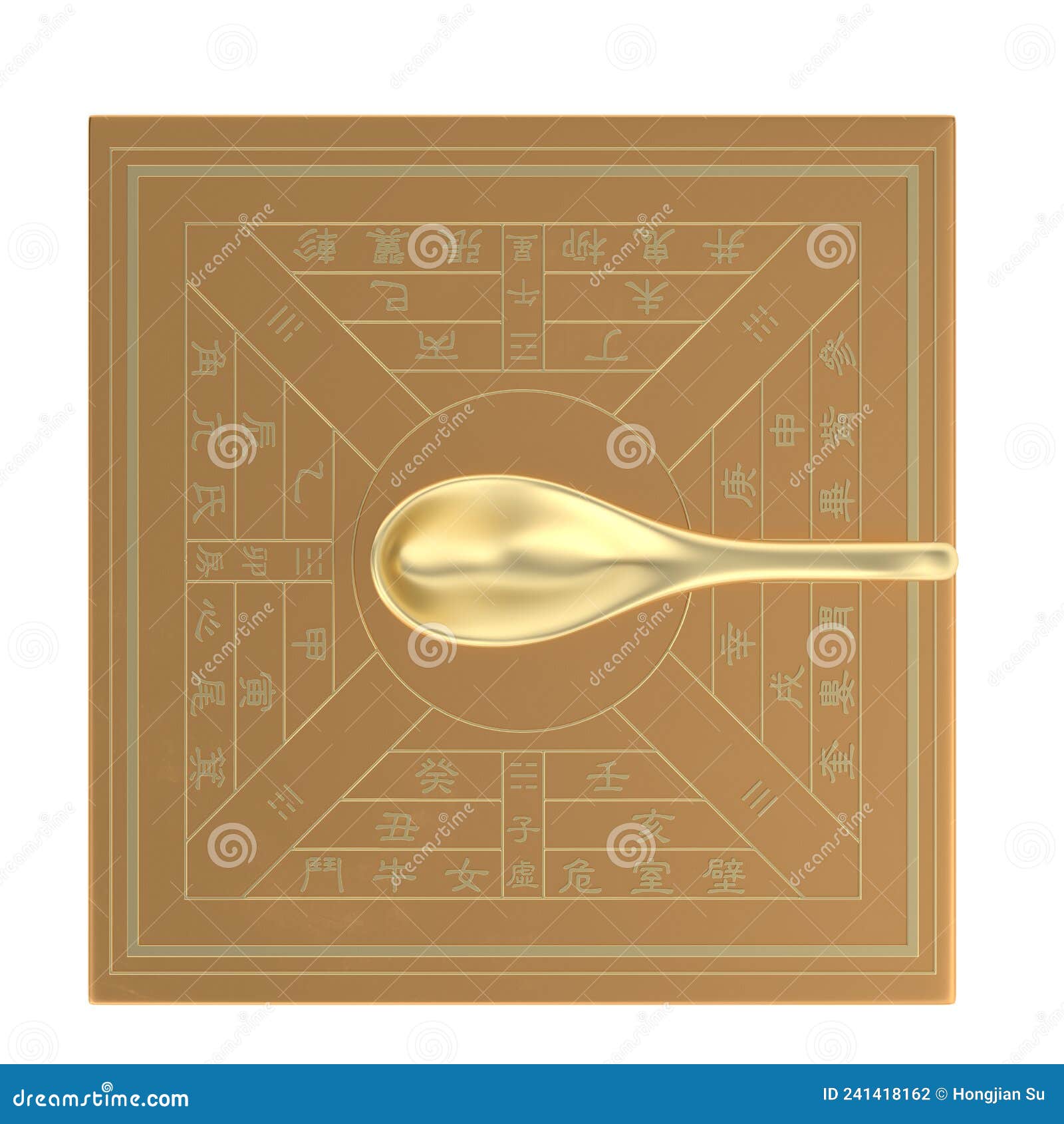 Compass of Ancient China, Gold Compass Isolated on White Background. 3D ...