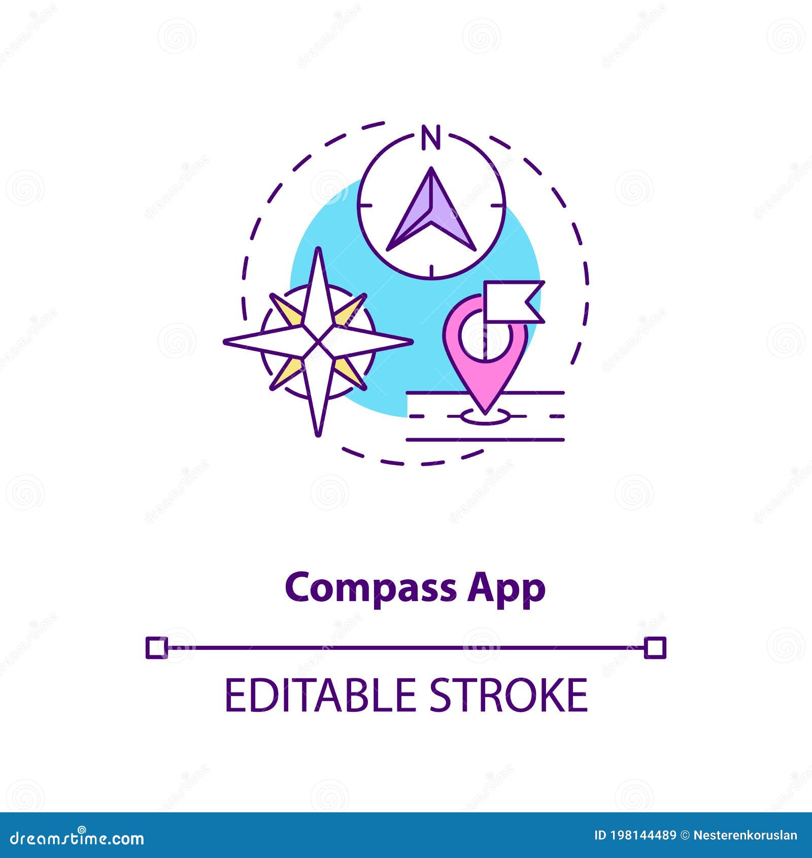Compass app concept icon stock vector. Illustration of circle - 198144489