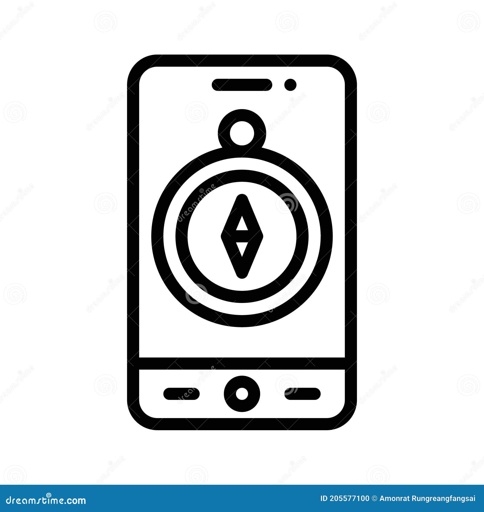 Compass App Icon, Mobile Application Vector Illustration Stock Vector ...