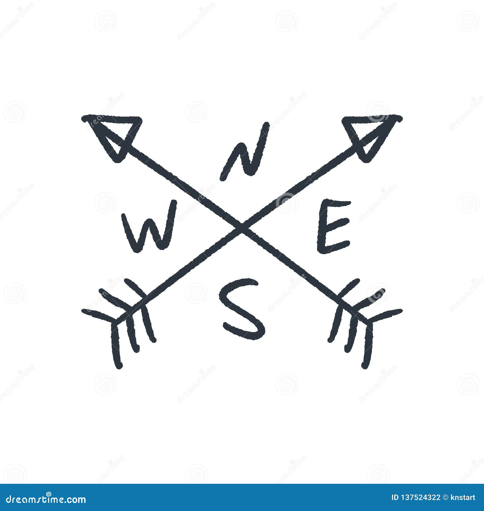 Compass Arrows Print. Vector Hand Drawn Illustration Stock Illustration ...