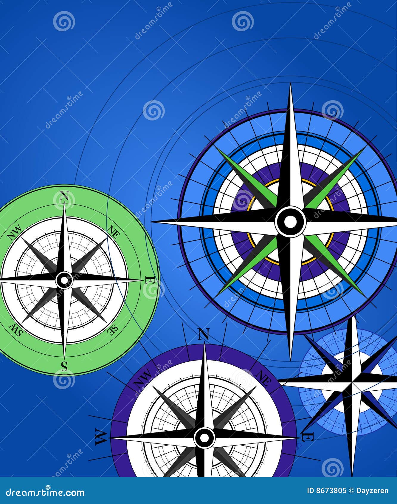 Colorful Compass Vector Flat Illustration. Equipment With Arrow For Map ...