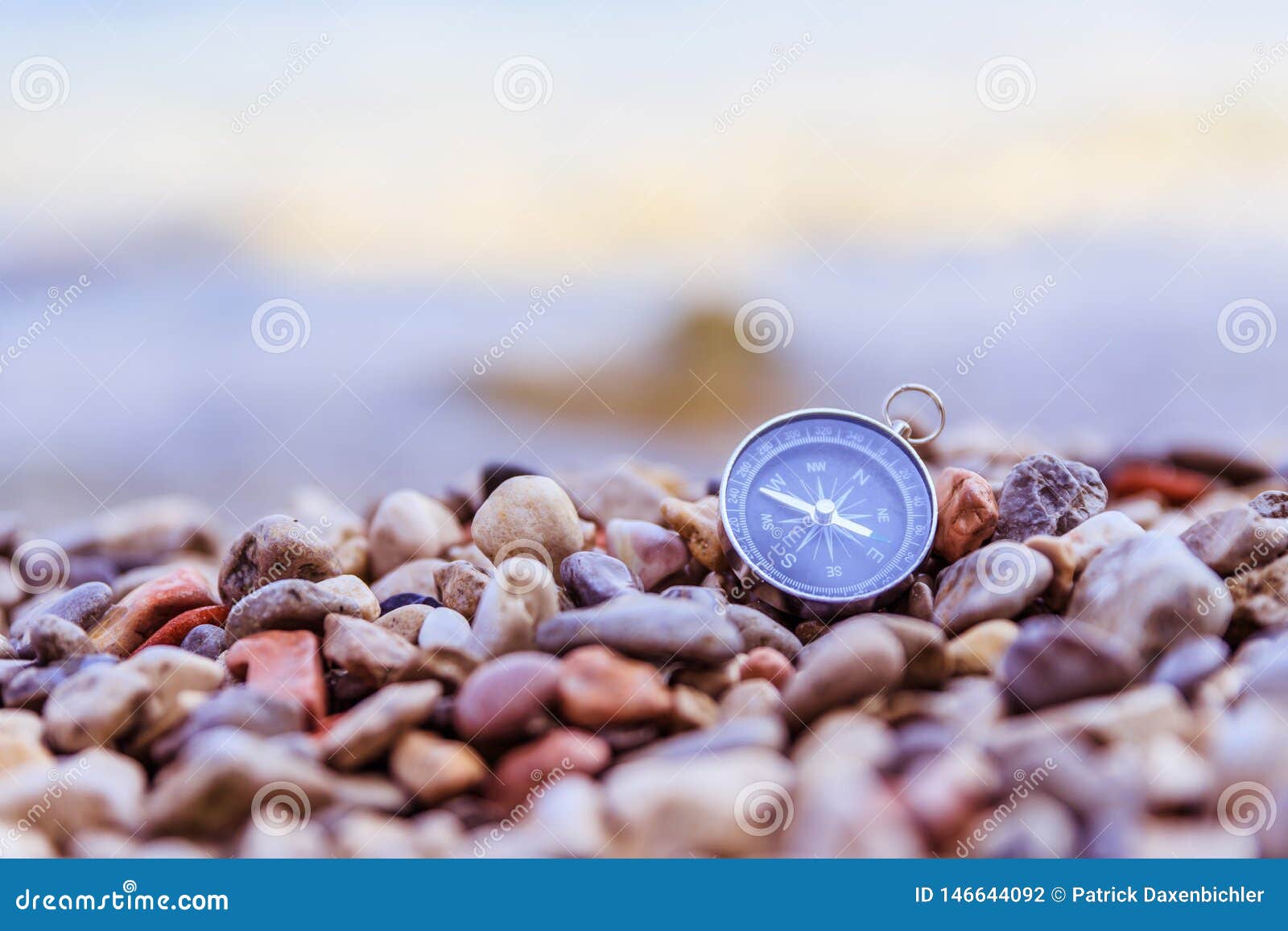 Compass on the Beach, Small Stones, Text Space Stock Photo - Image of ...