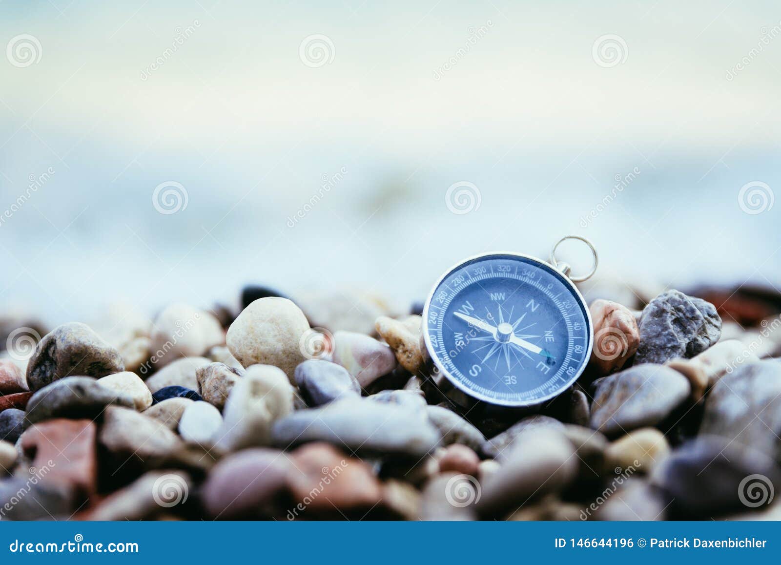 Compass on the Beach, Small Stones, Text Space Stock Photo - Image of ...