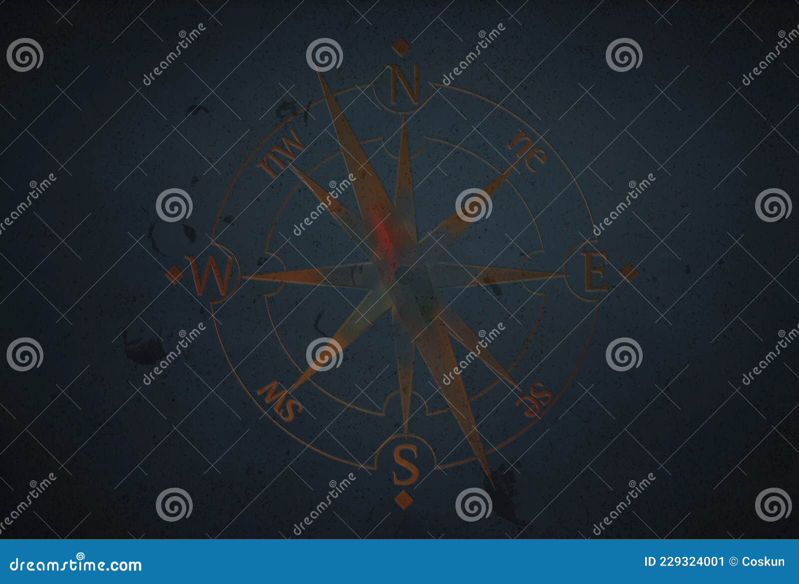 Compass on Black Wall Background. Stock Image - Image of light ...
