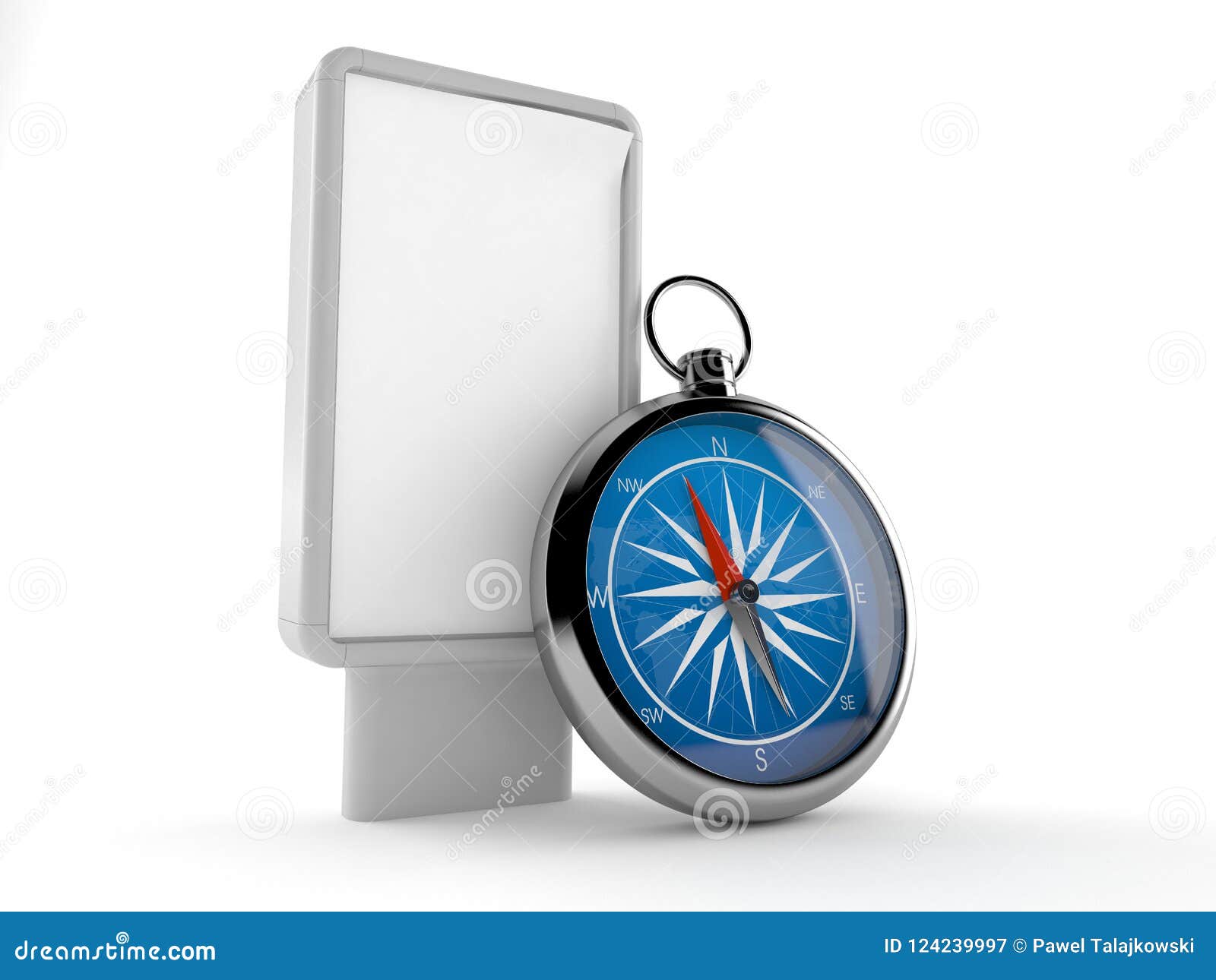 Compass with Blank Billboard Stock Illustration - Illustration of empty ...