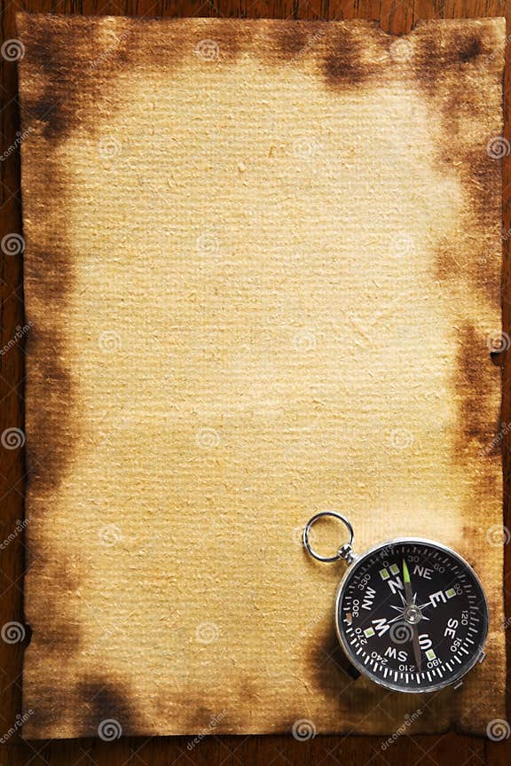 Compass on blank old paper stock photo. Image of document - 9805678
