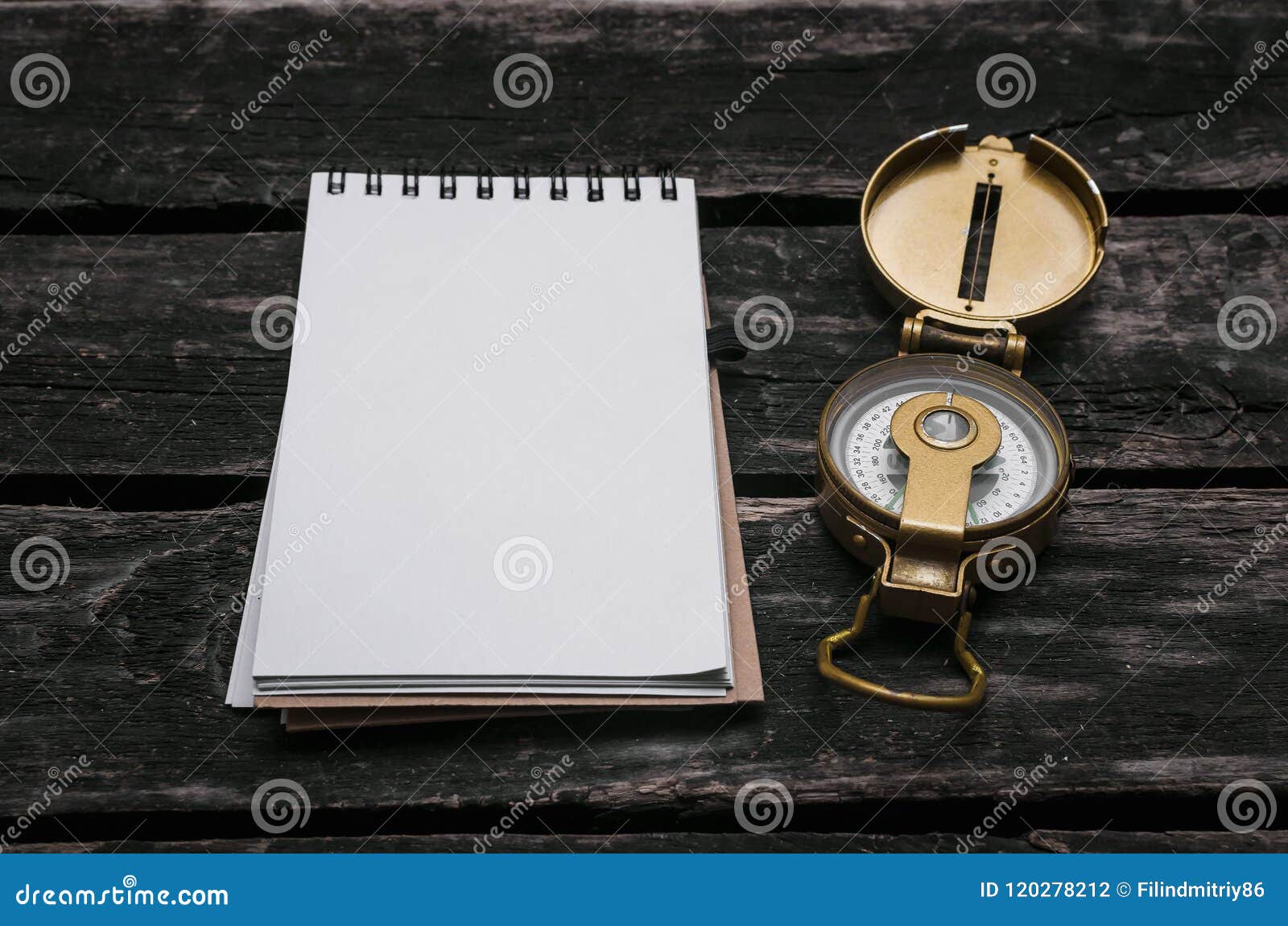 Compass and Blank Page Note Pad. Stock Photo - Image of document, flat ...